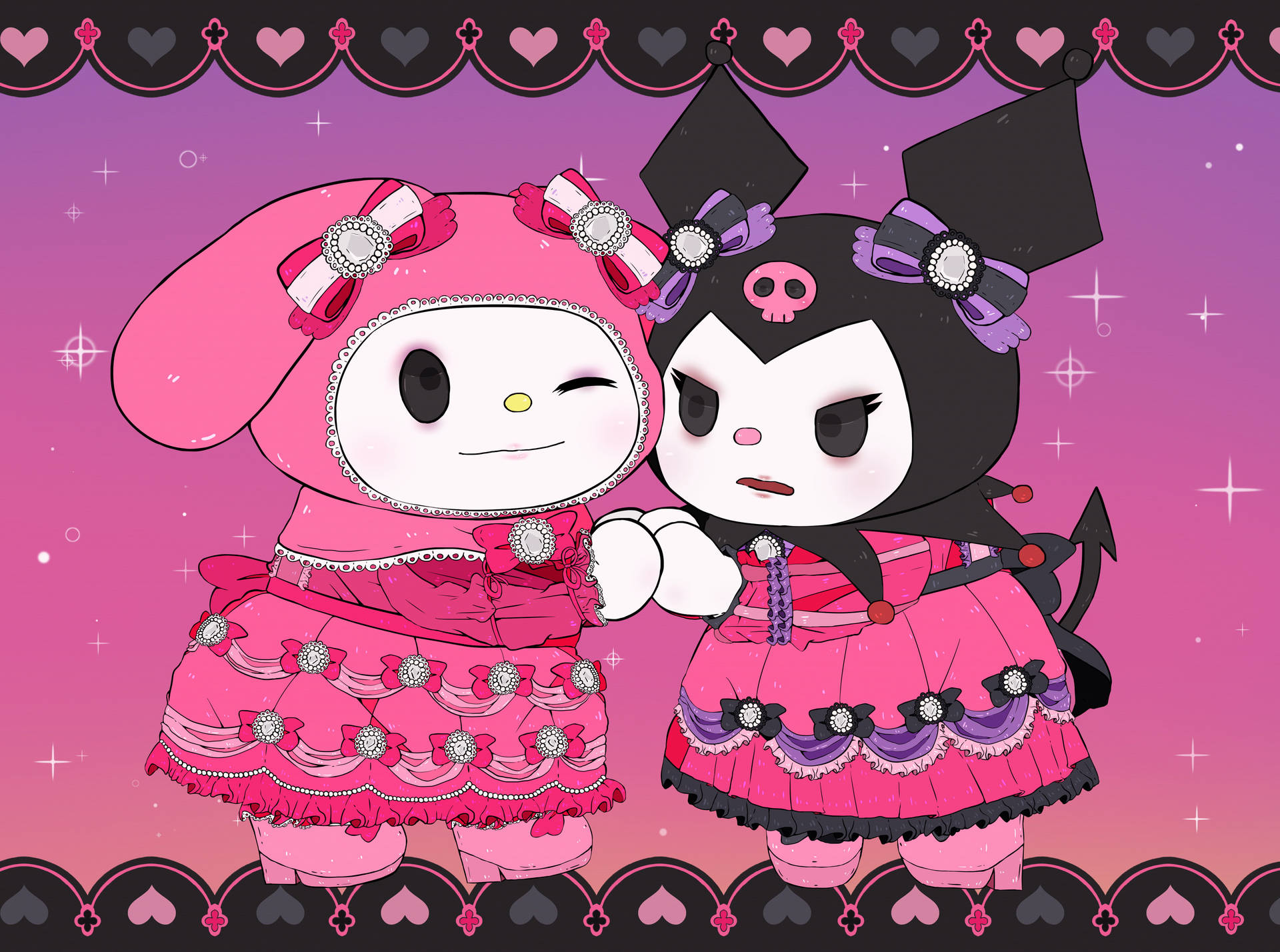 My Melody And Kuromi Girl Wallpapers - Wallpaper Cave