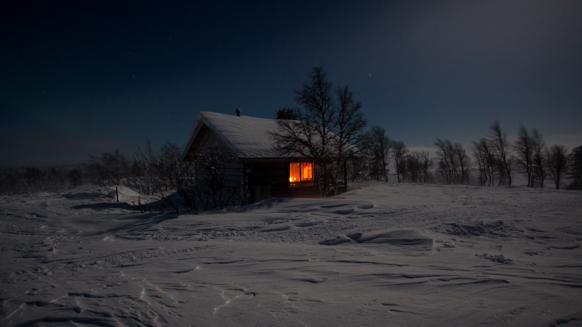 Cabin At Night Wallpaper Hd