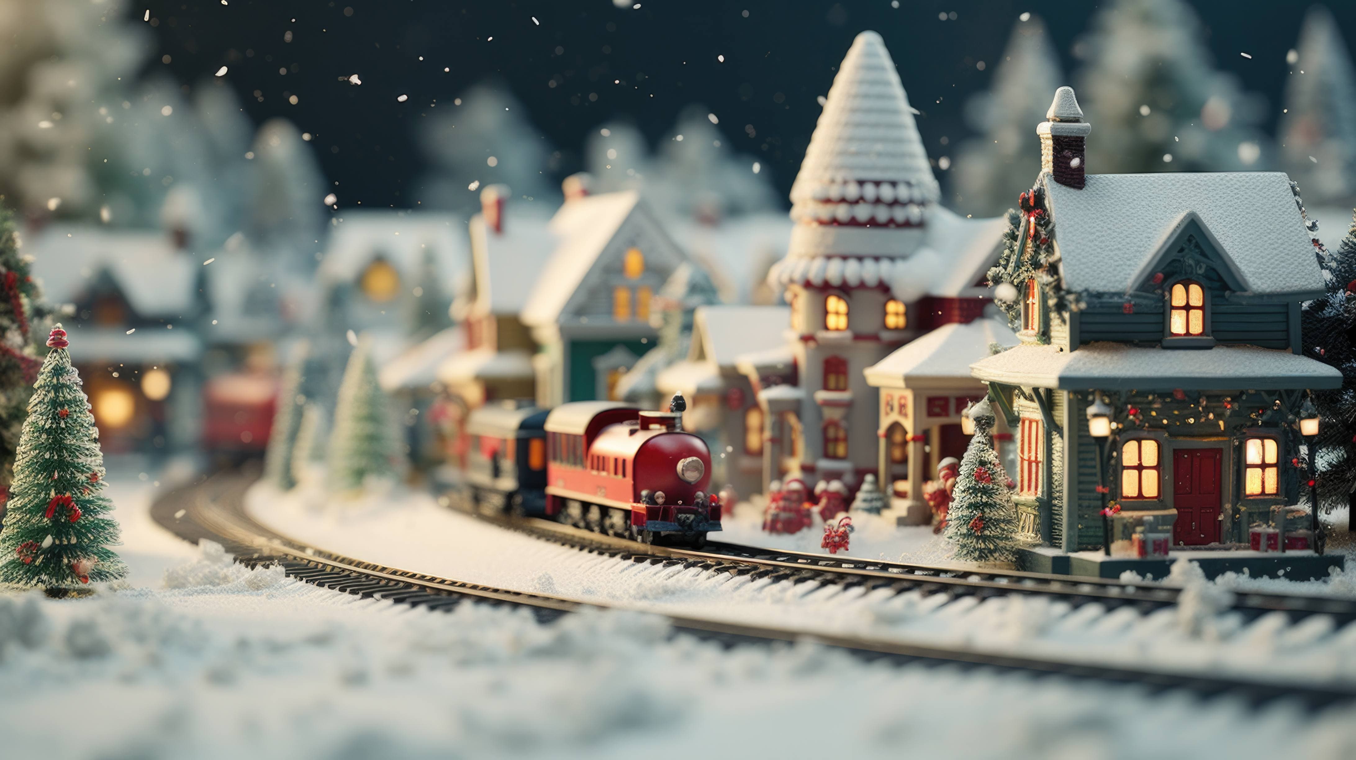 Village Christmas Train Wallpaper For Computer 20,871 Christmas