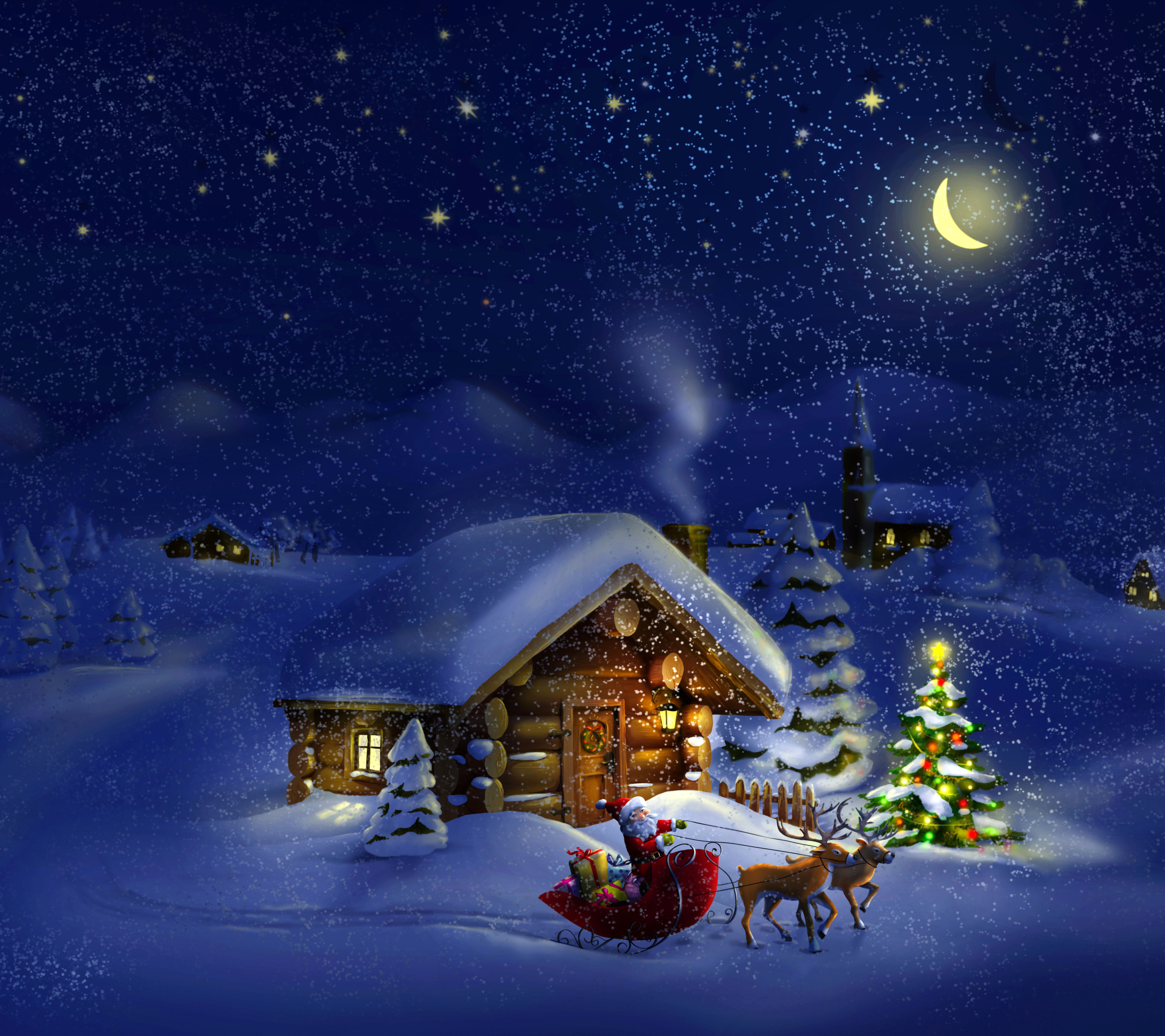 Snowy Christmas Night Wallpapers - Wallpaper Cave