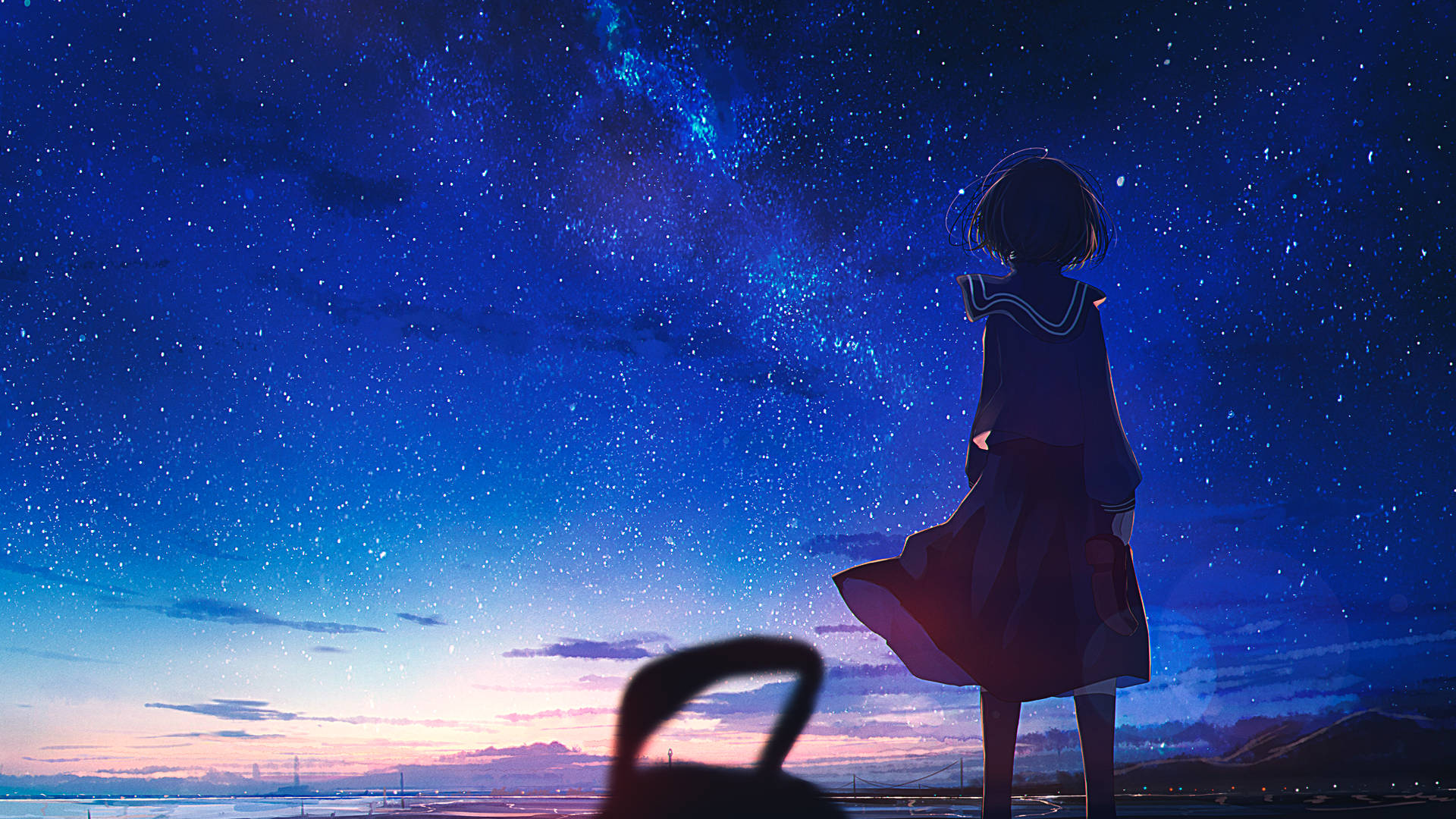 Night Sky Anime Girl Wallpapers Wallpaper Cave