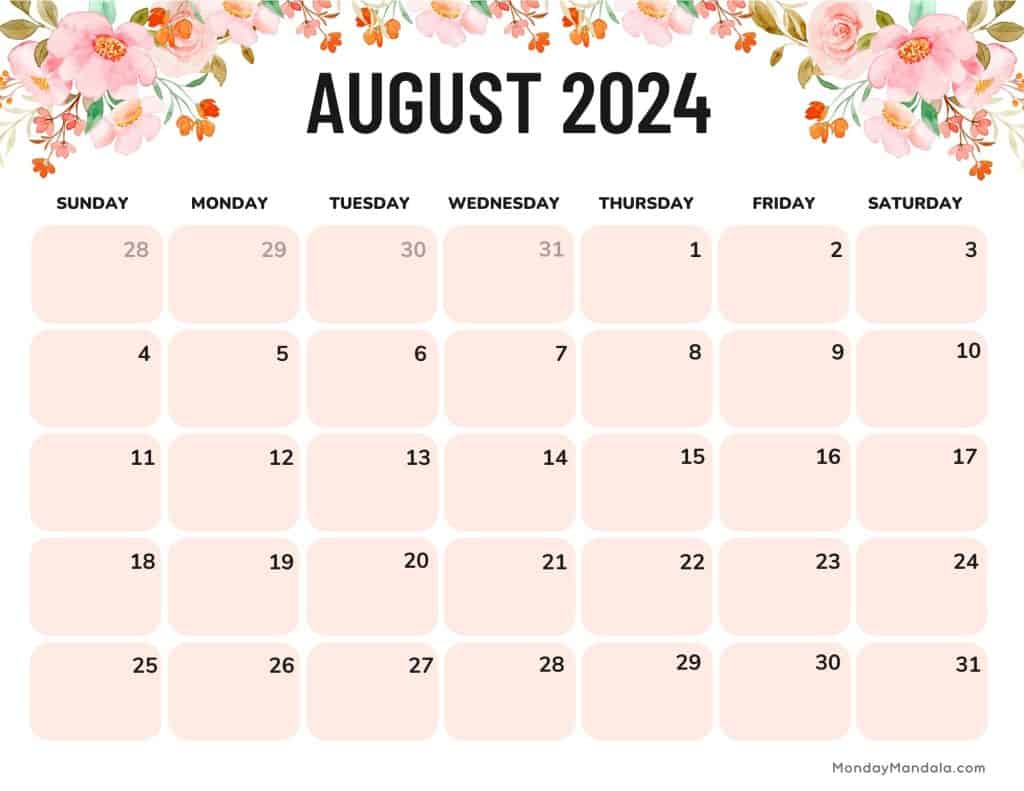 August 2024 Calendar Wallpapers - Wallpaper Cave