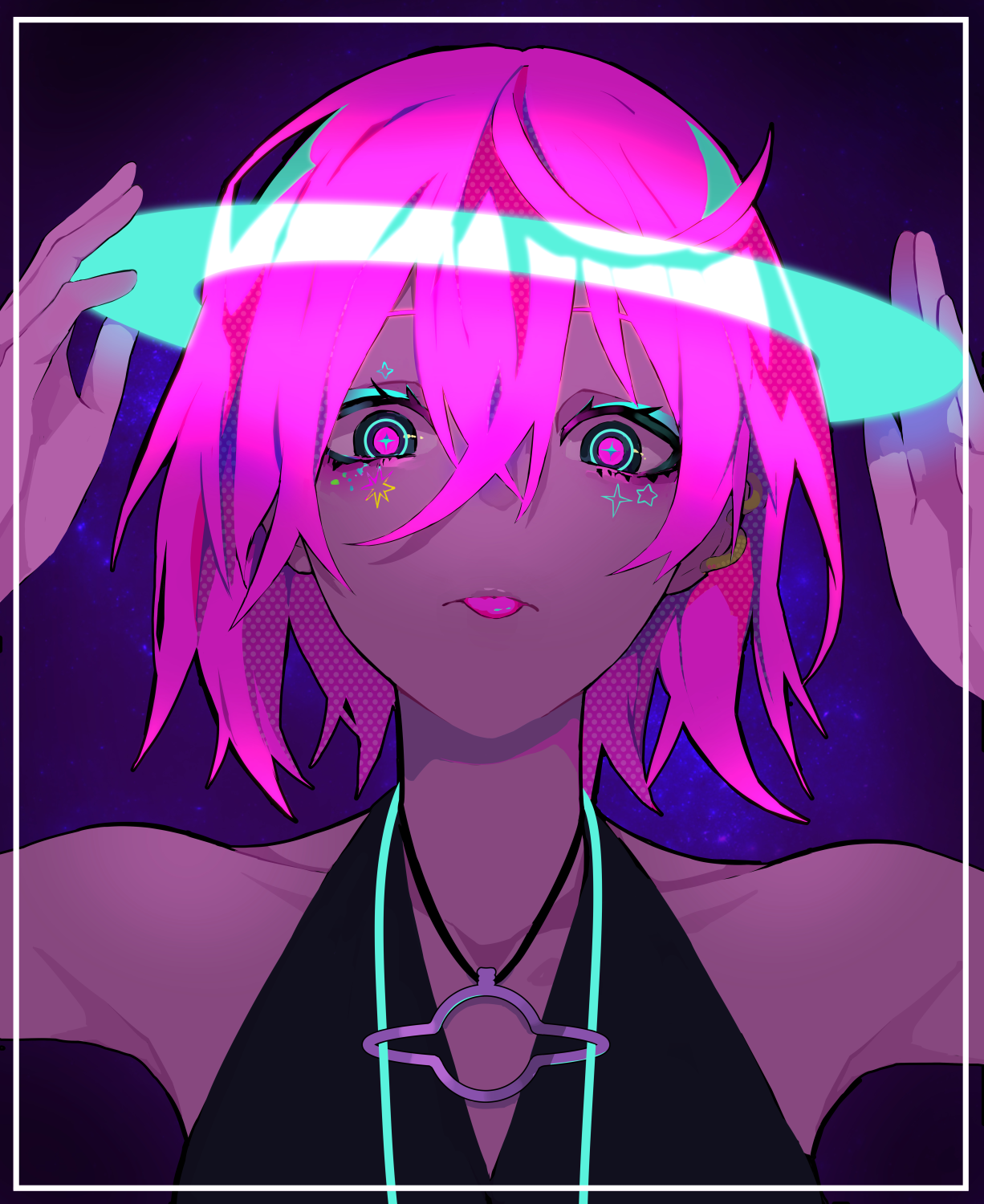 Anime Girl With Neon Hair