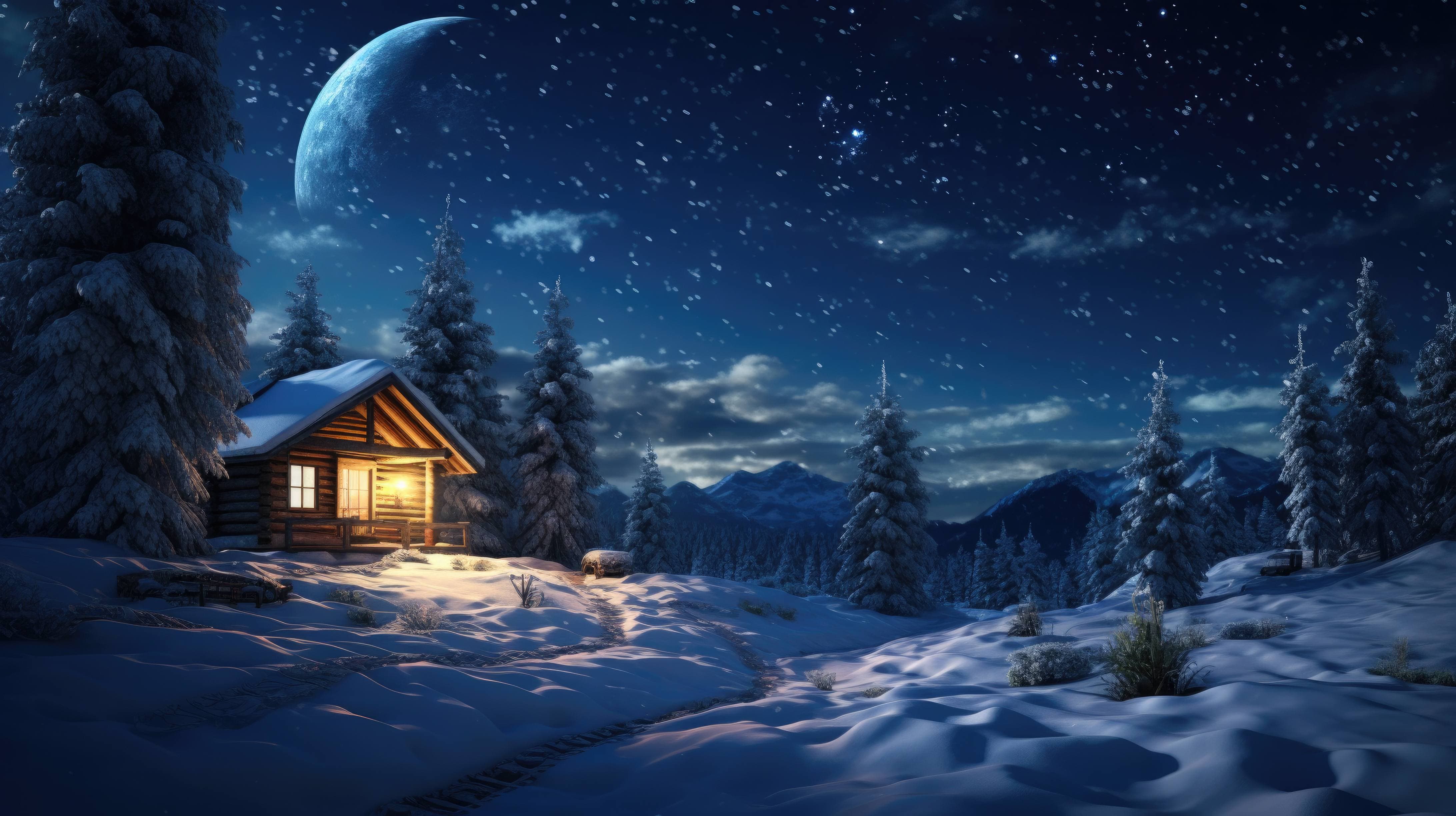 Night Winter Desktop Wallpapers - Wallpaper Cave