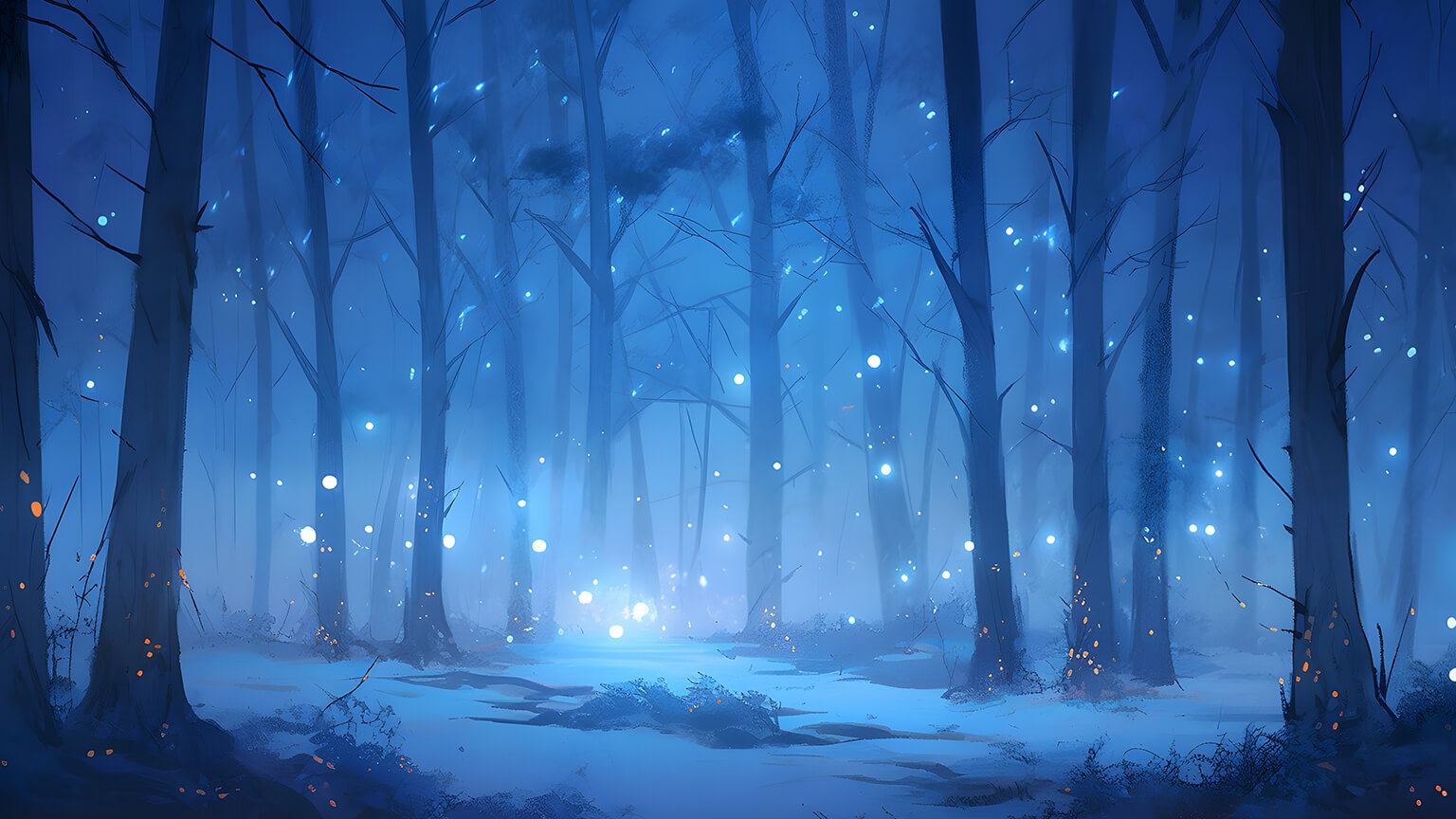 Night Forest Winter Wallpapers - Wallpaper Cave
