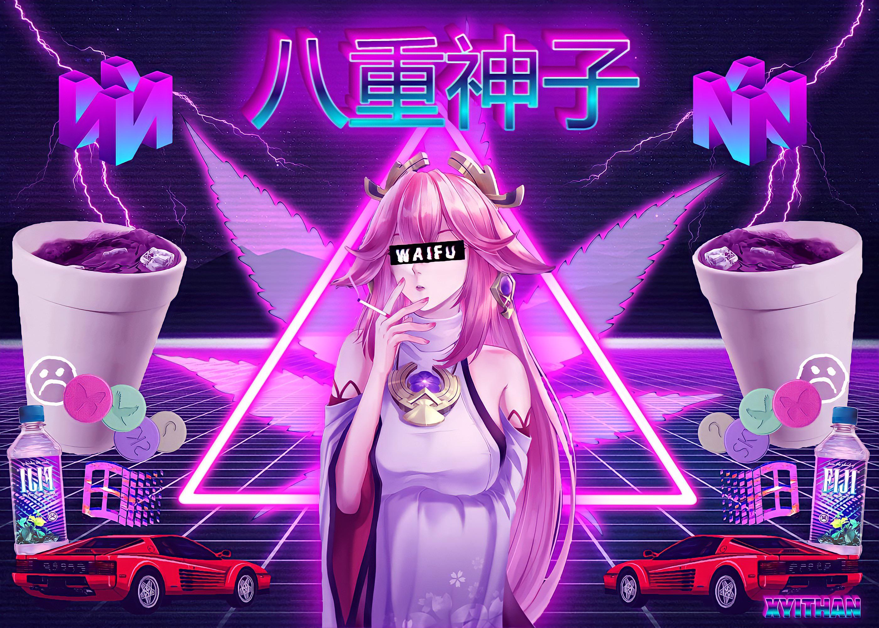 Anime Girl Retrowave Wallpapers - Wallpaper Cave