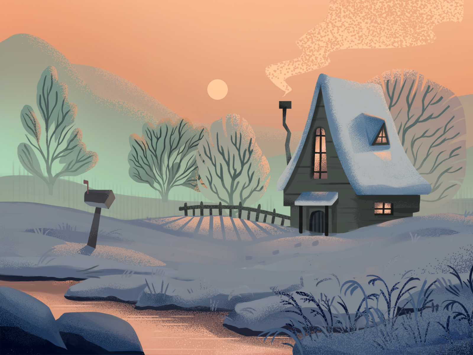 Winter Cabin Cartoon Wallpapers - Wallpaper Cave