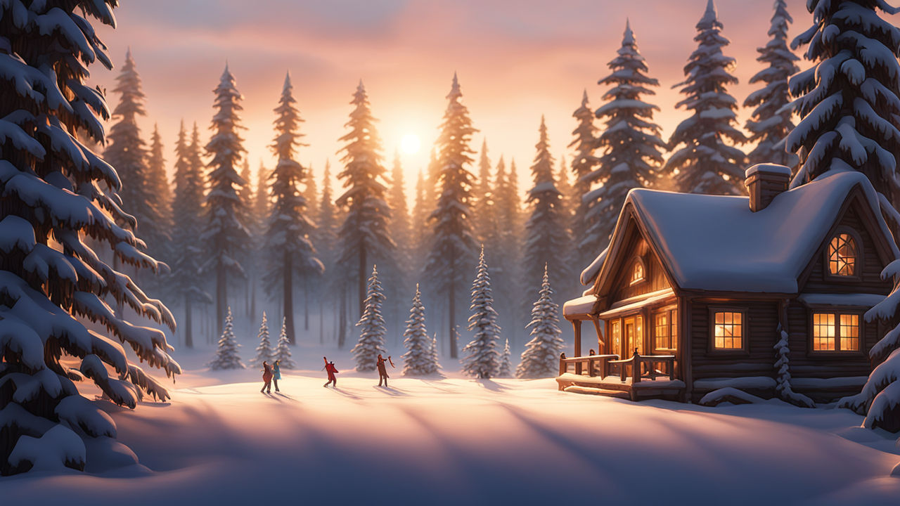 Winter Cabin Cartoon Wallpapers - Wallpaper Cave