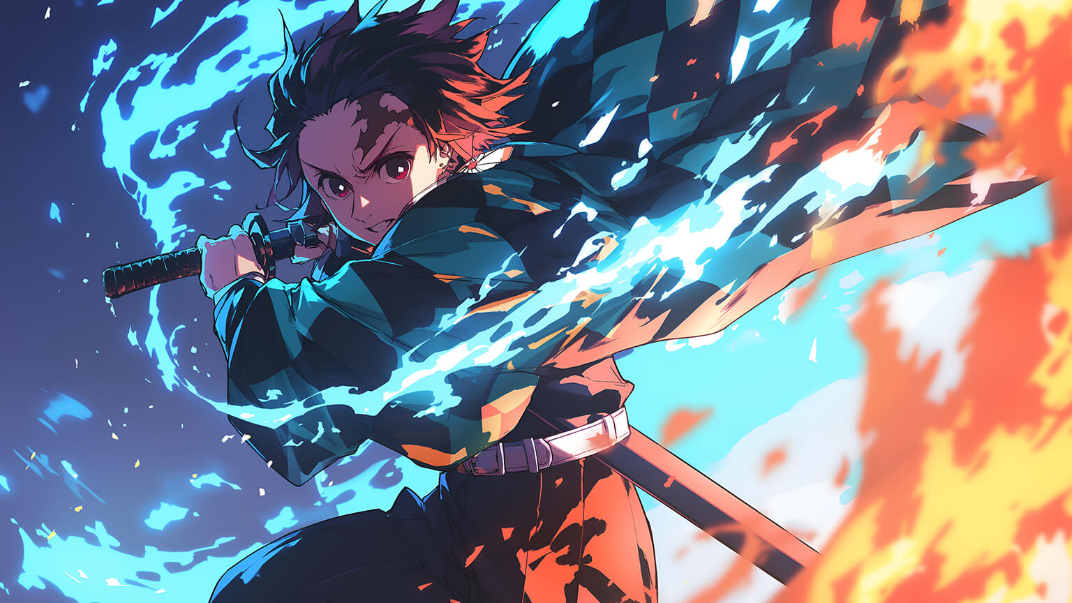 Blue And Red Demon Slayer Wallpapers - Wallpaper Cave