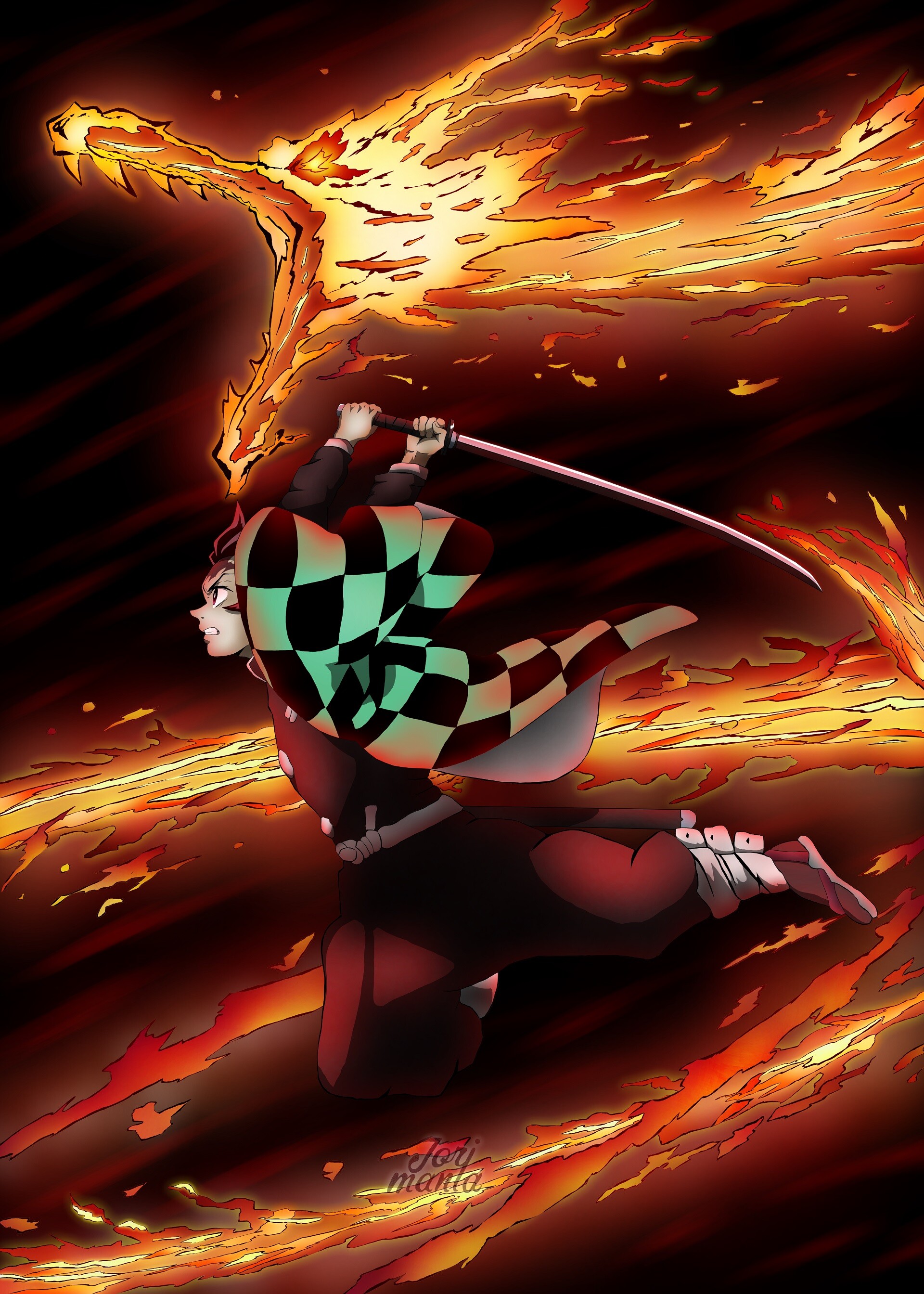 Tanjiro Flame Dragon Wallpapers - Wallpaper Cave