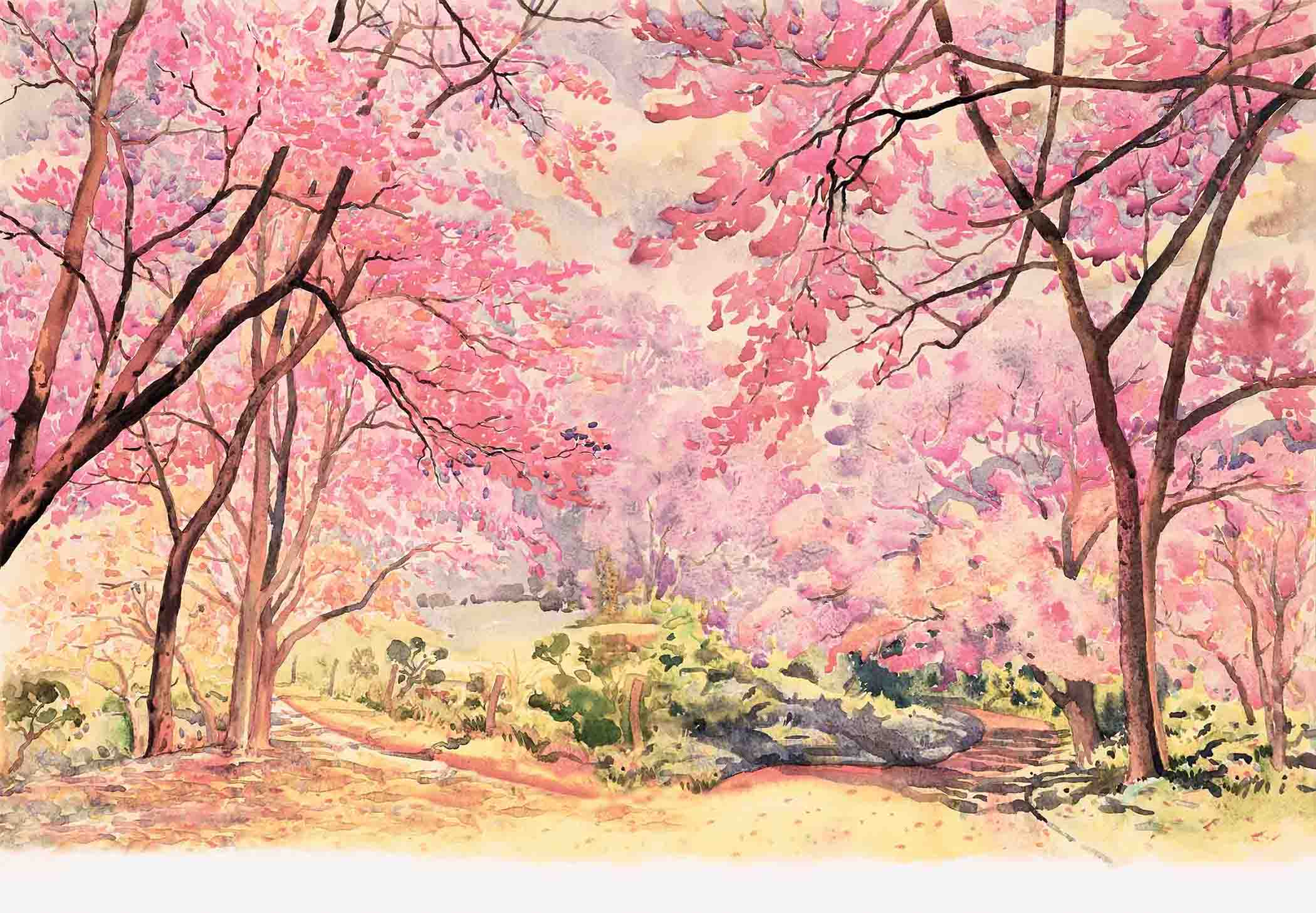 Spring Watercolor Landscape Wallpapers - Wallpaper Cave