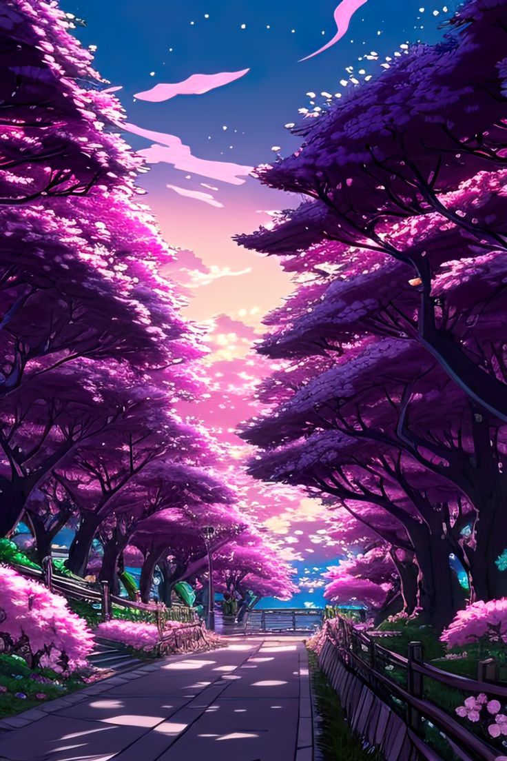 Purple Nature Anime Wallpapers - Wallpaper Cave