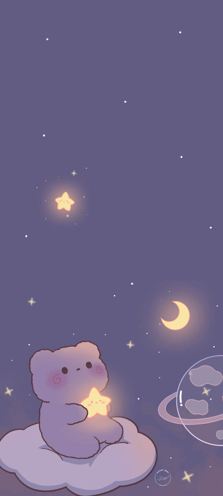 Kawaii Bear On A Moon Wallpapers - Wallpaper Cave