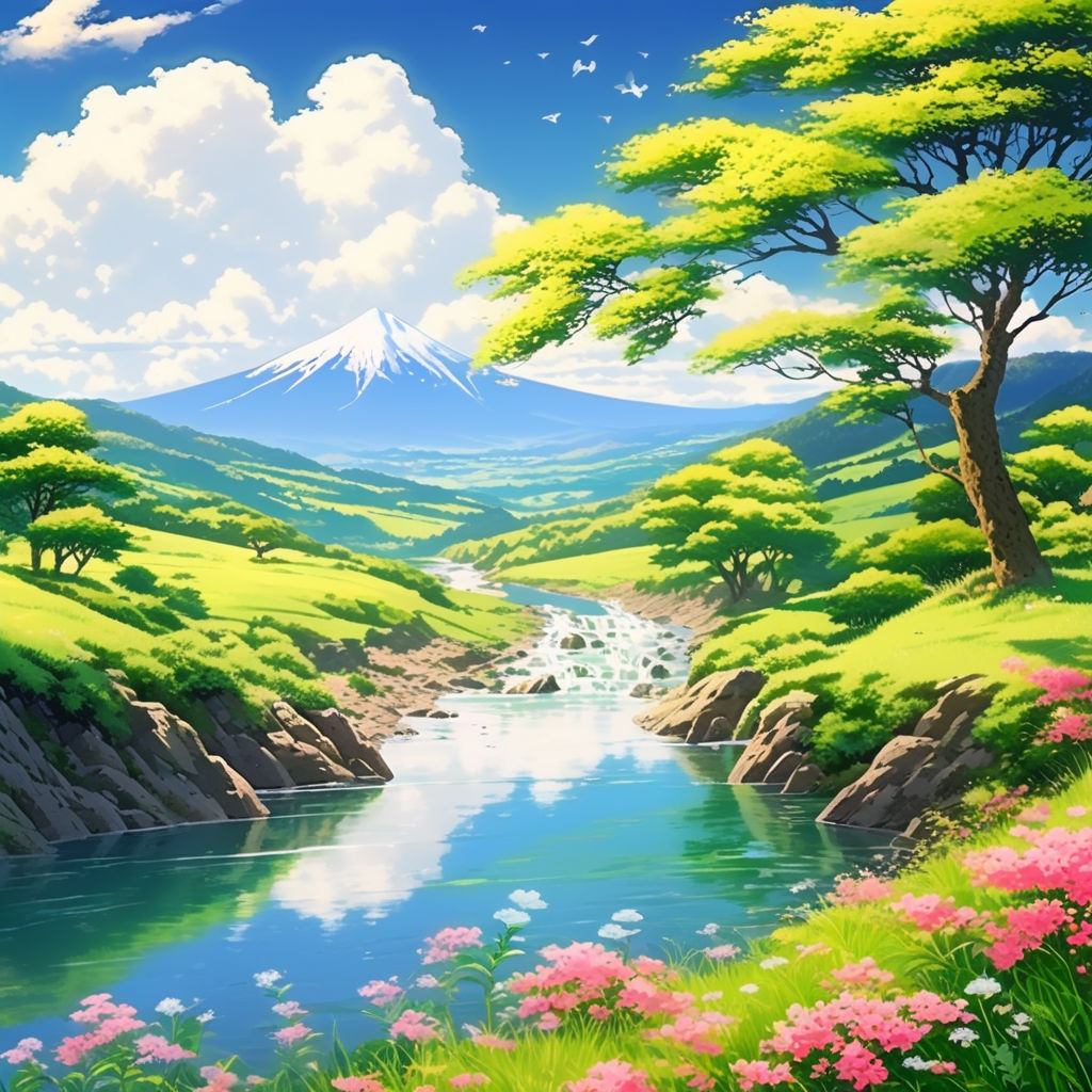 Mountain Anime Spring Wallpapers - Wallpaper Cave