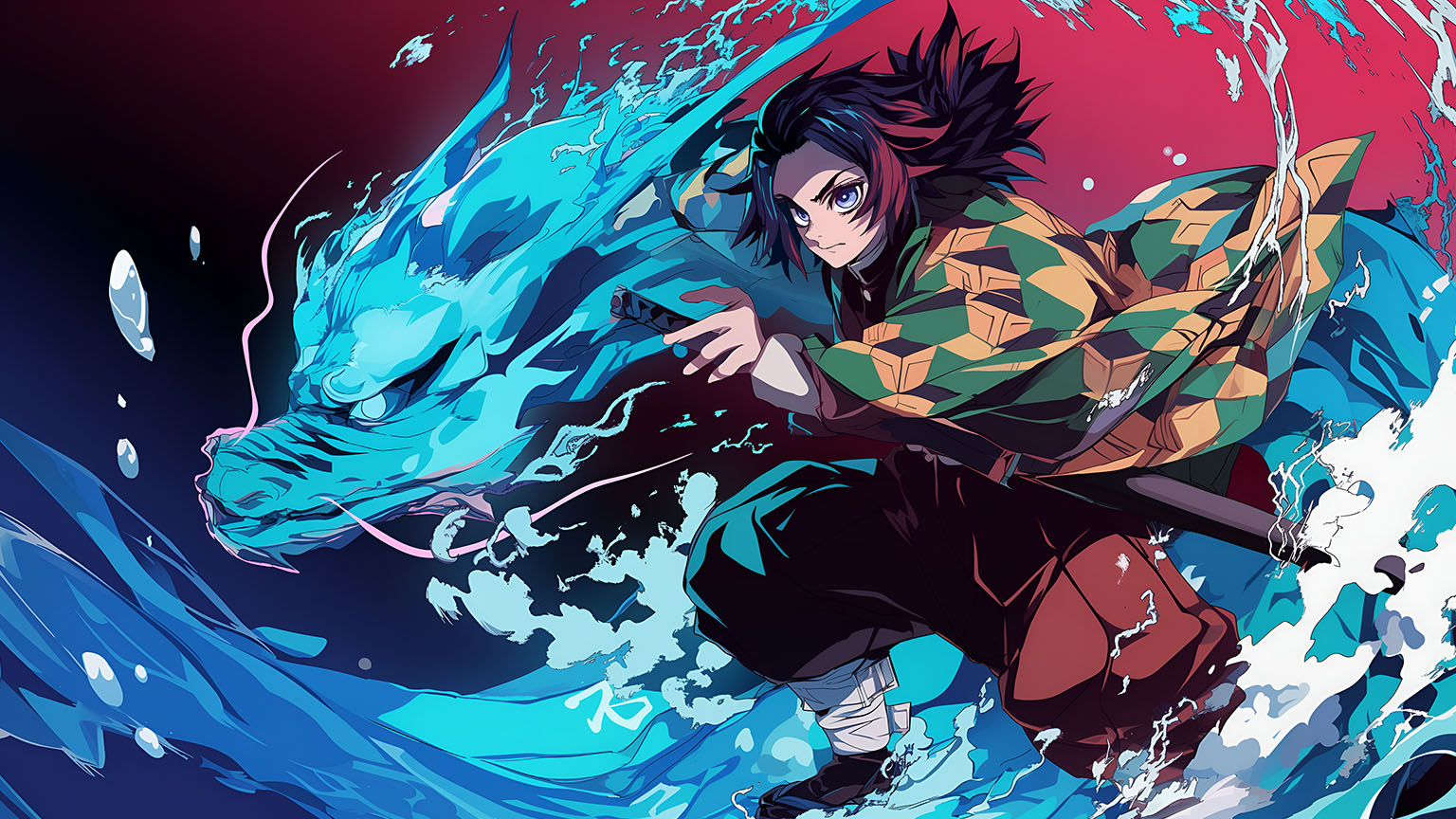 Blue And Red Demon Slayer Wallpapers - Wallpaper Cave
