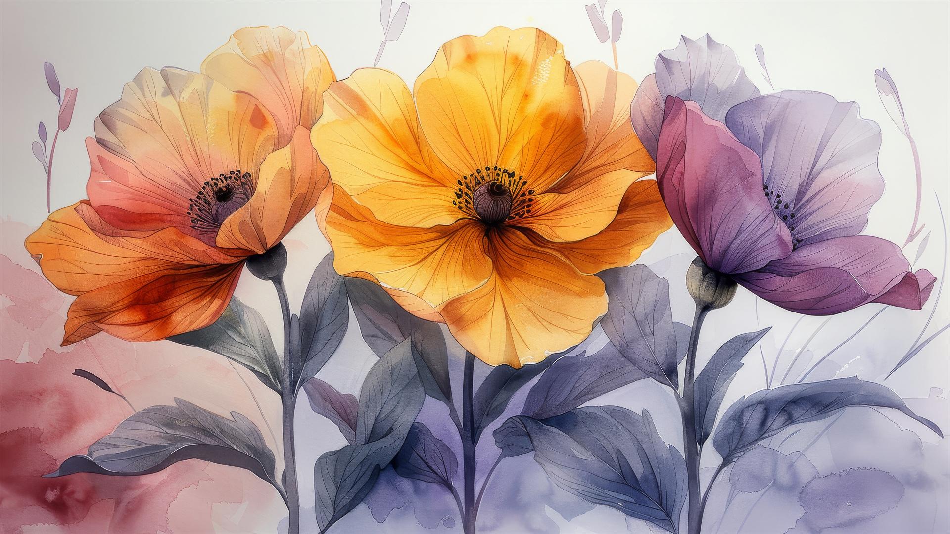 Flower Painting Desktop Wallpapers - Wallpaper Cave