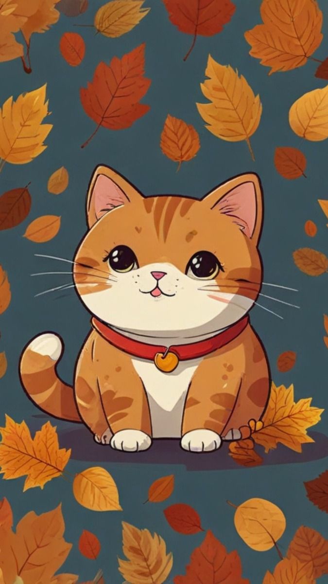 Autumn Cat Cartoon Wallpapers - Wallpaper Cave