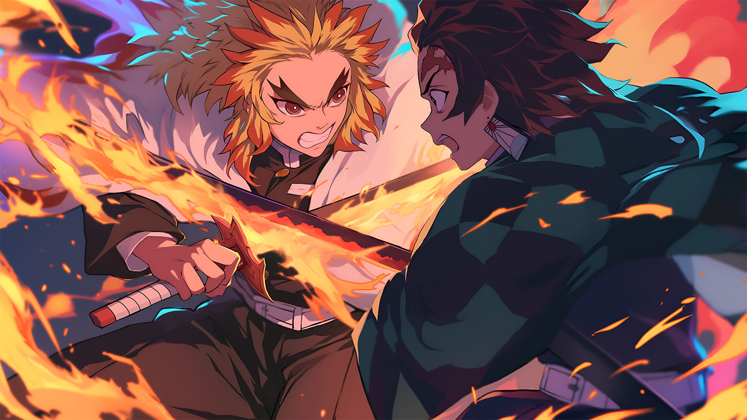 Demon Slayer Fighting Wallpapers - Wallpaper Cave