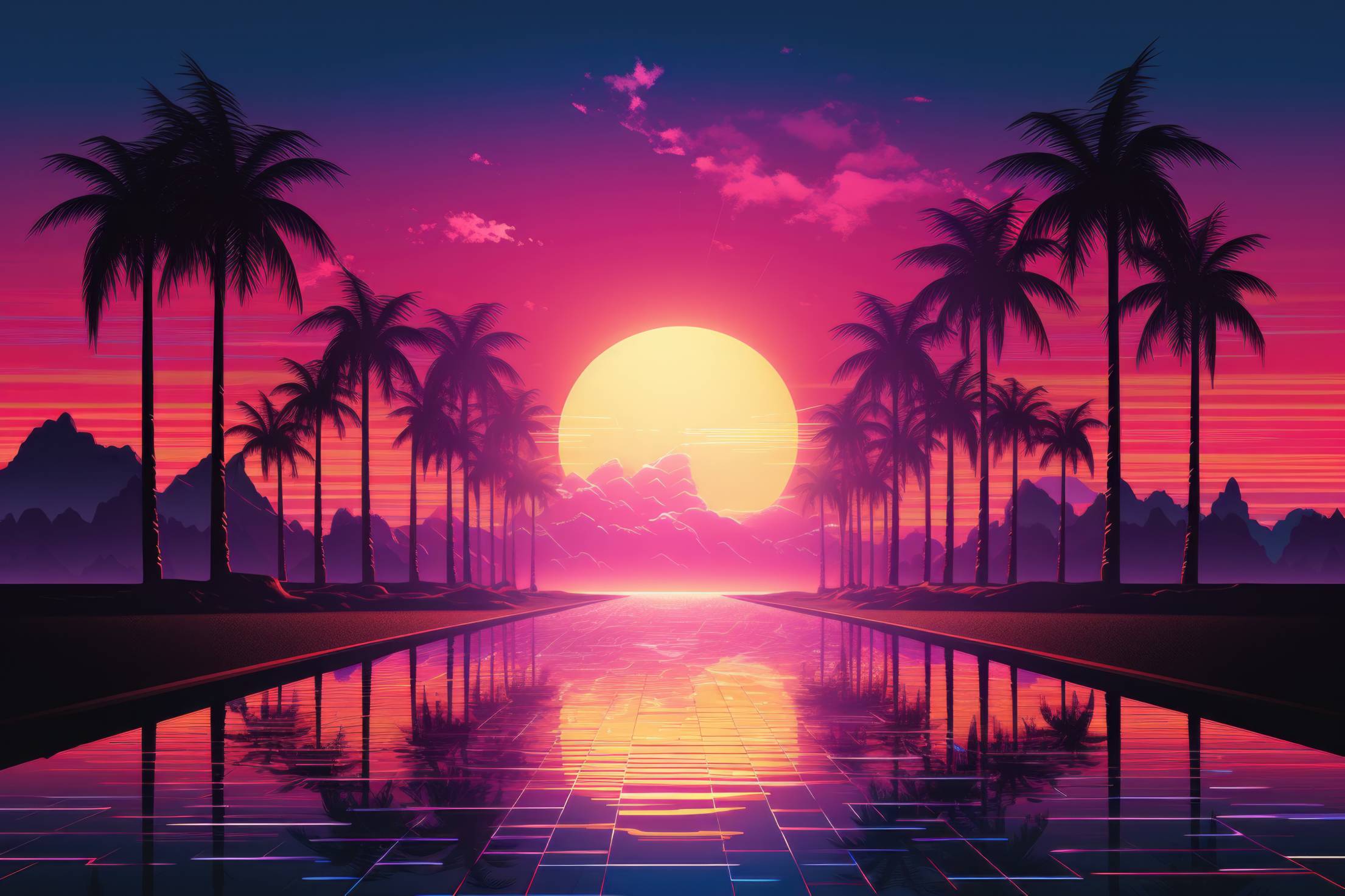 Beach Retro Wave Desktop 4k Wallpapers - Wallpaper Cave
