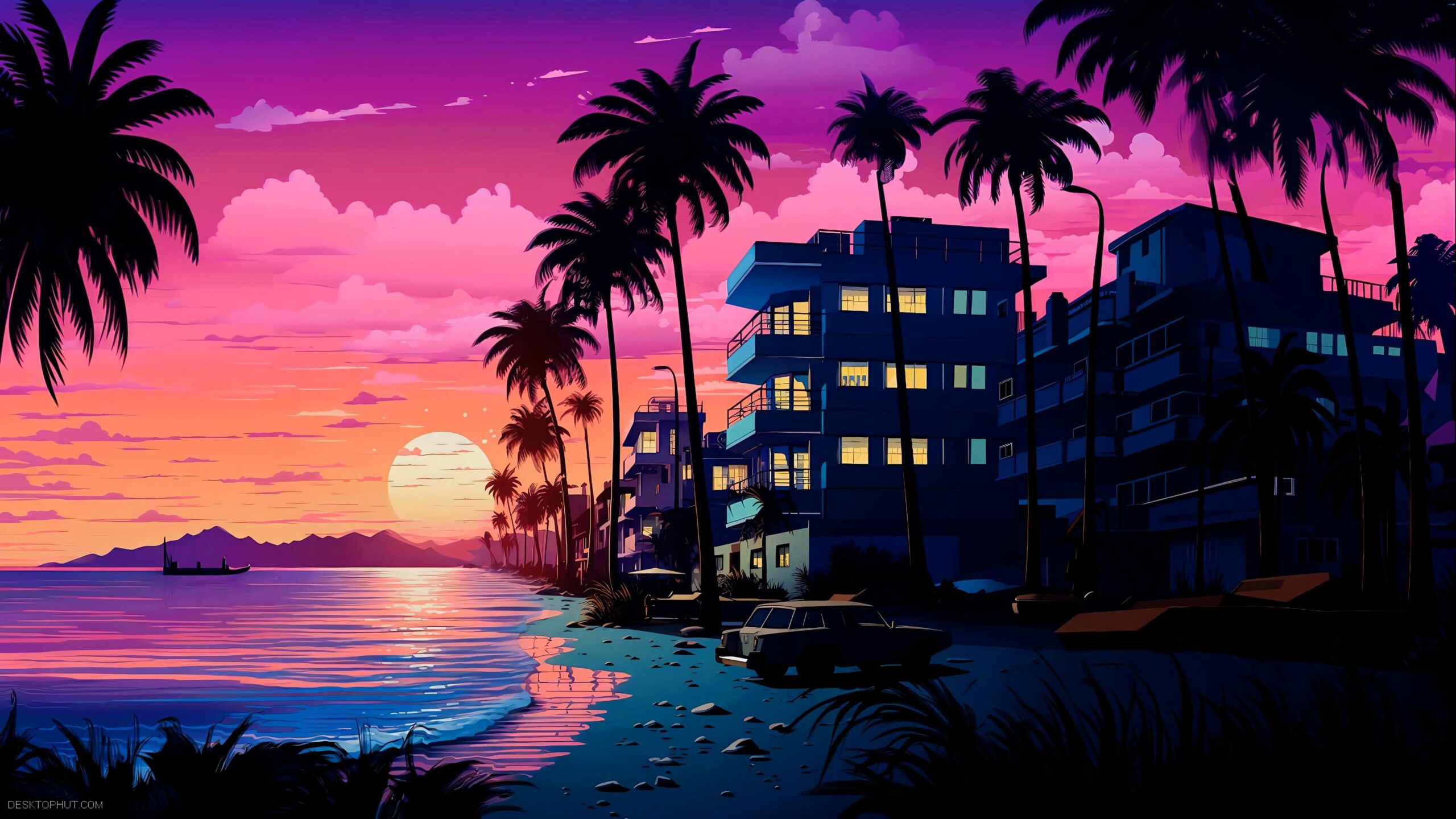 Beach Retro Wave Desktop 4k Wallpapers - Wallpaper Cave
