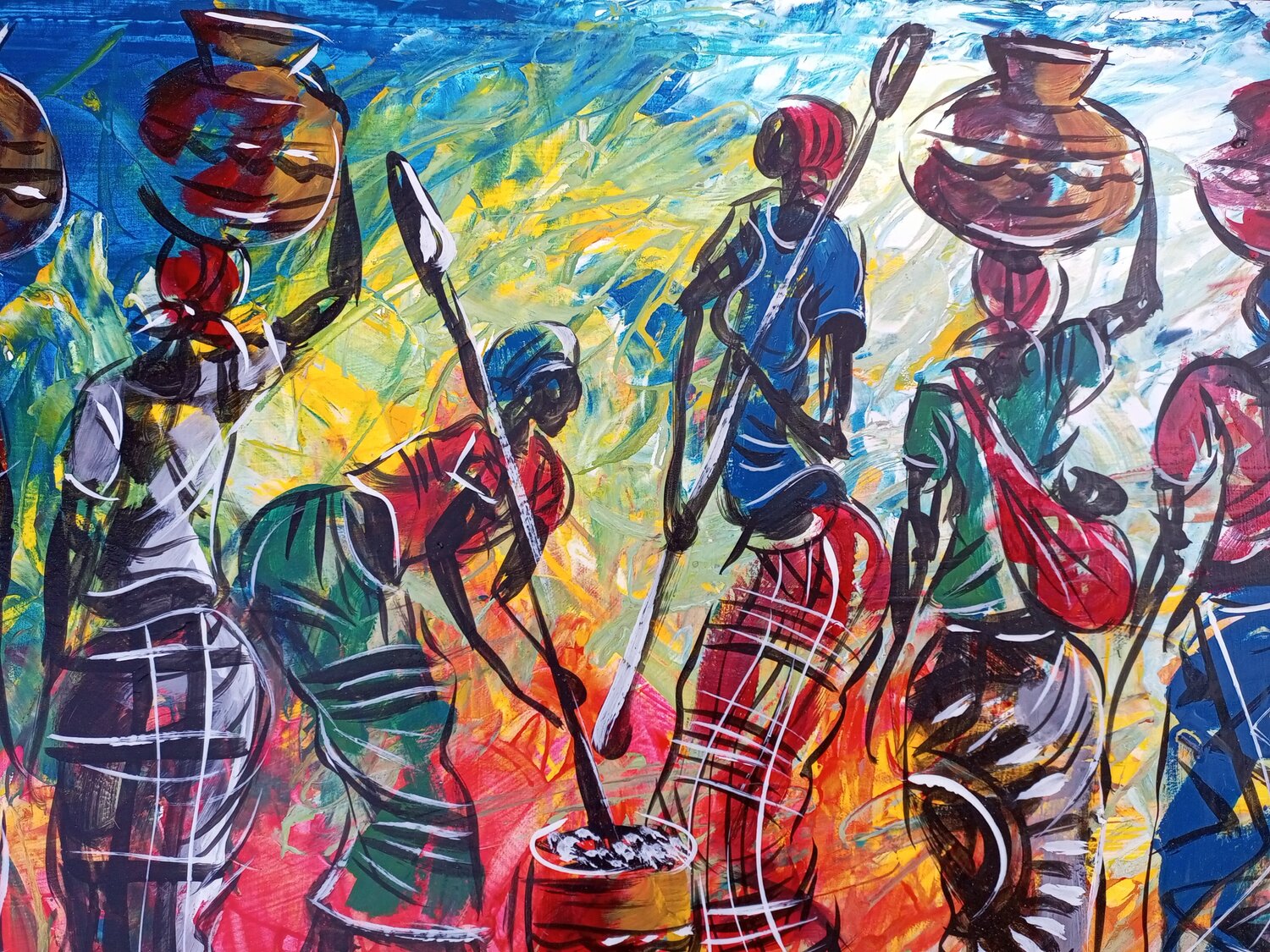 Colourful Painting Of African Village Wallpapers - Wallpaper Cave