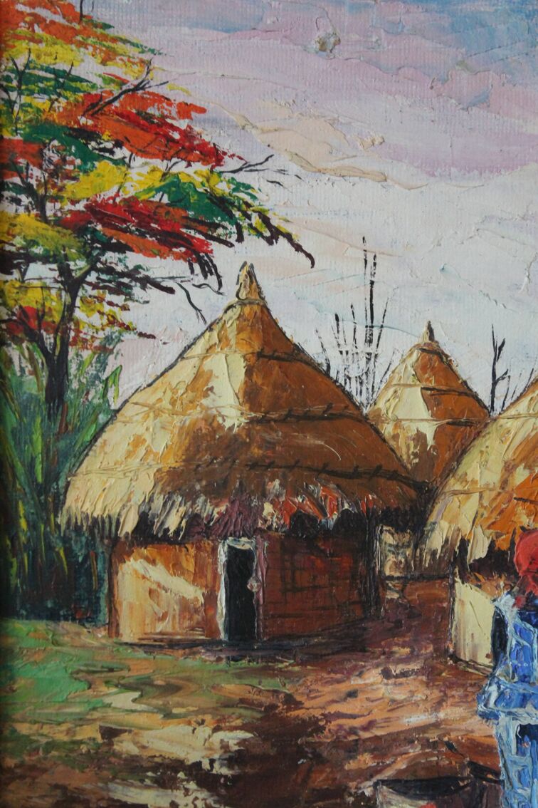 Colourful Painting Of African Village Wallpapers - Wallpaper Cave