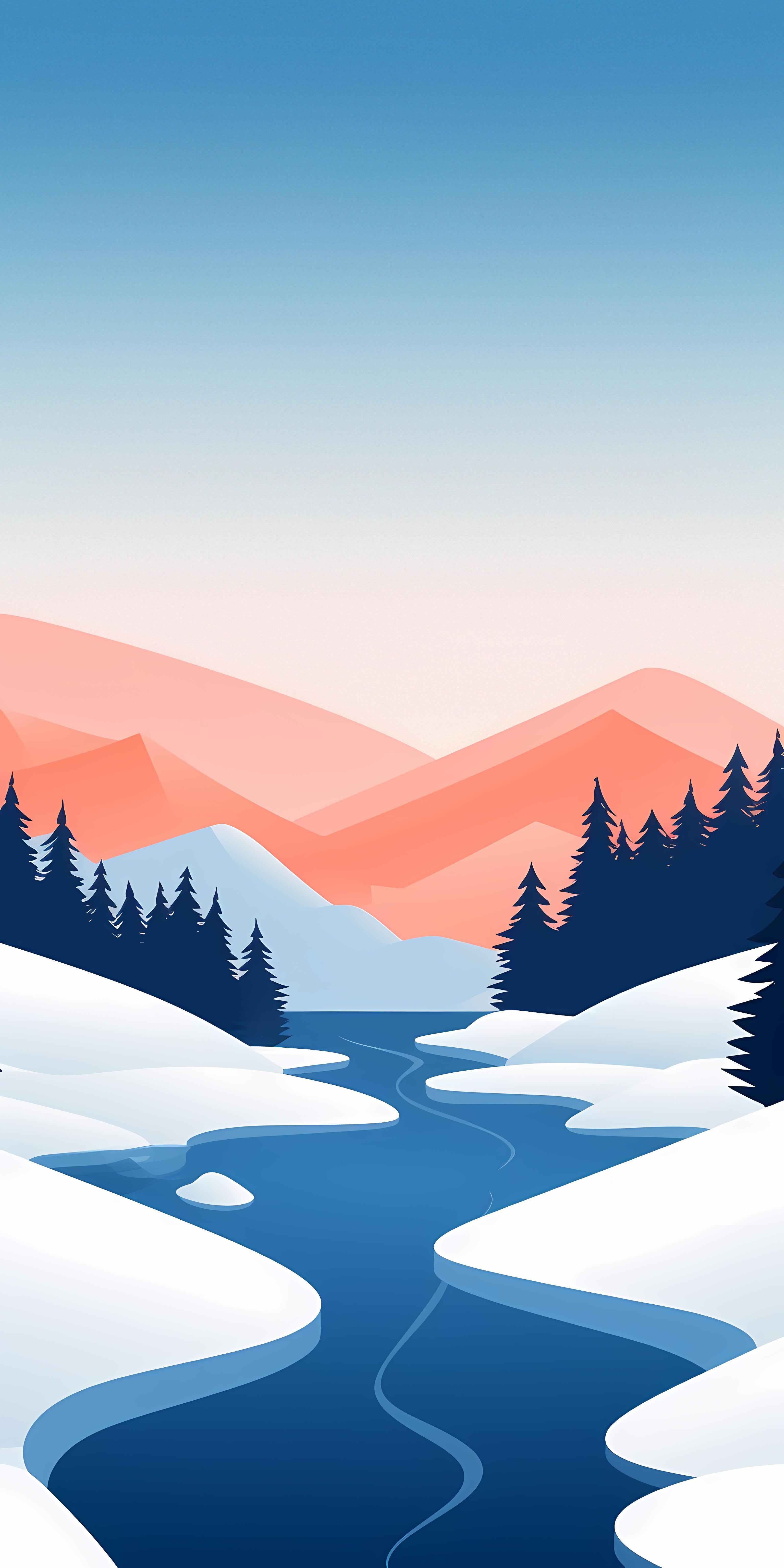 Minimalist Mountain Winter Wallpapers - Wallpaper Cave