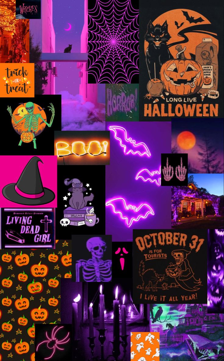 Purple Halloween Collage Wallpapers - Wallpaper Cave