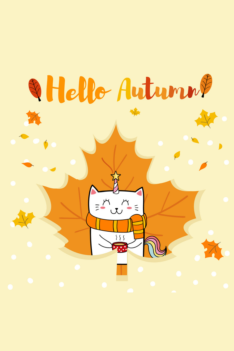 Autumn Cat Cartoon Wallpapers - Wallpaper Cave
