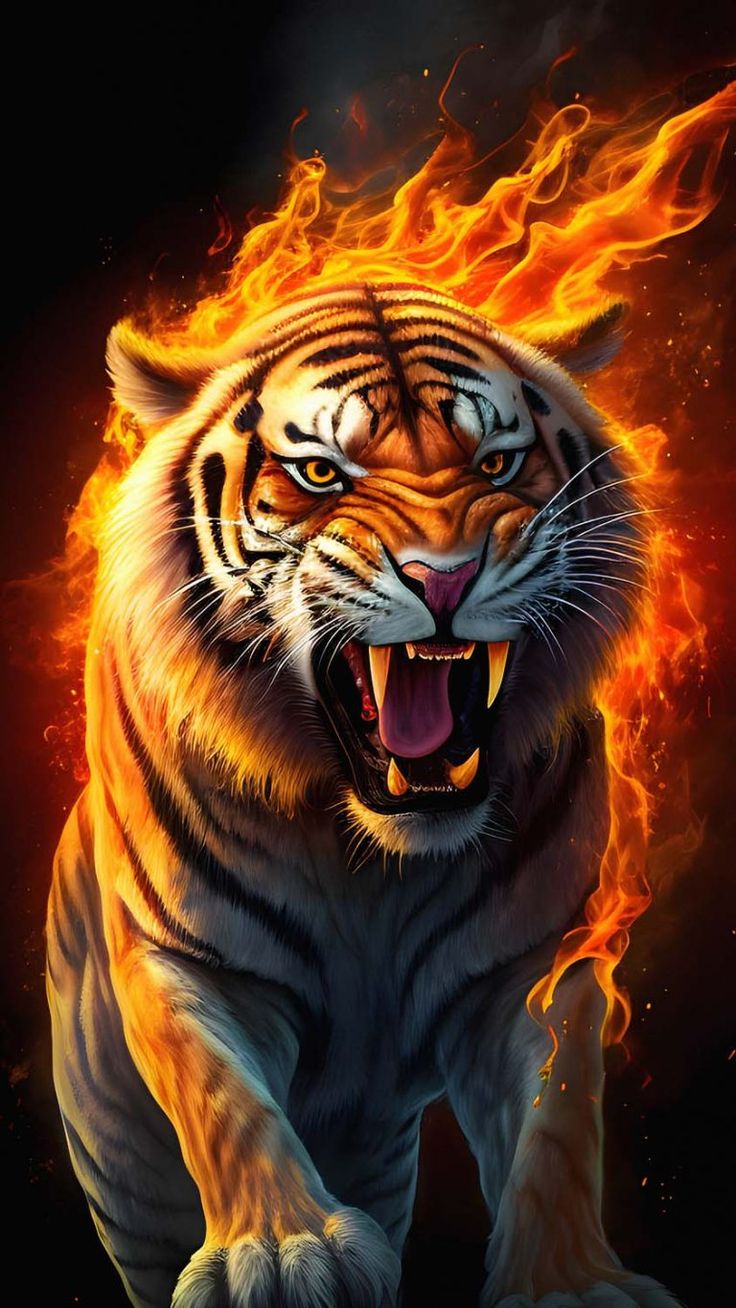 Tiger On Fire Wallpapers - Wallpaper Cave