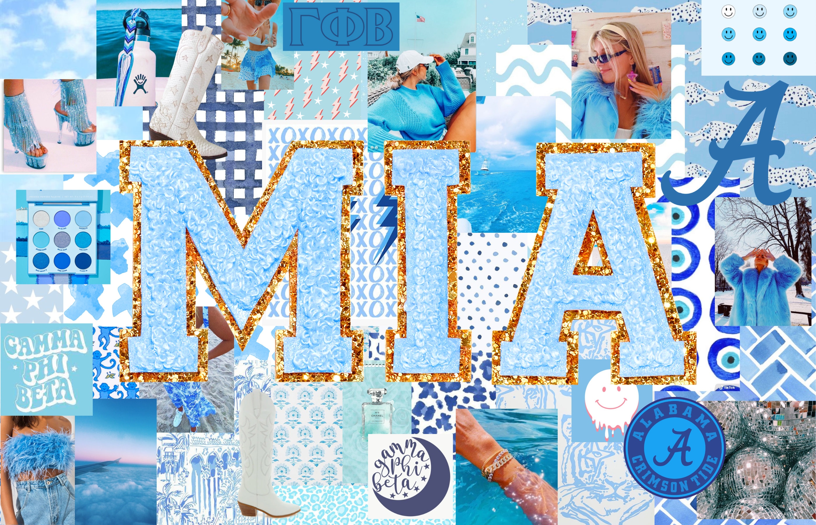 Preppy Blue Collage Wallpapers - Wallpaper Cave