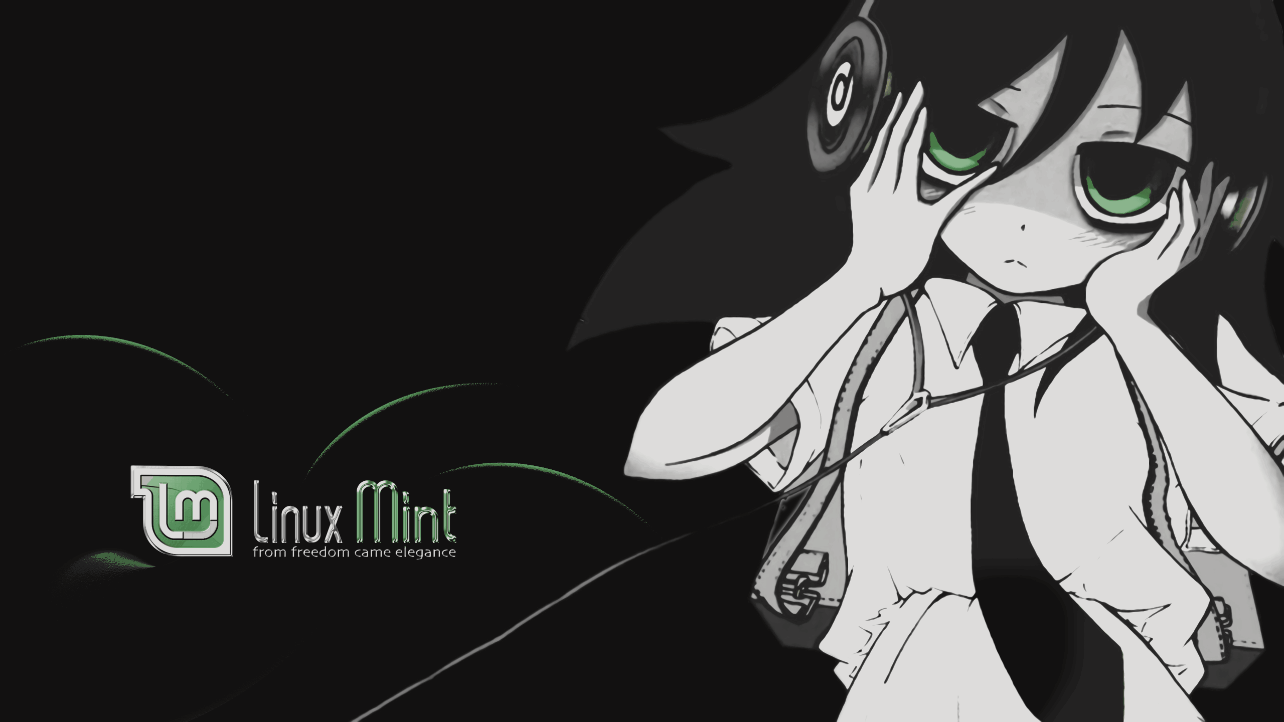 Linux Anime Girl Wallpaper Nog Een Linux Mint Rice... Deze Is Groen