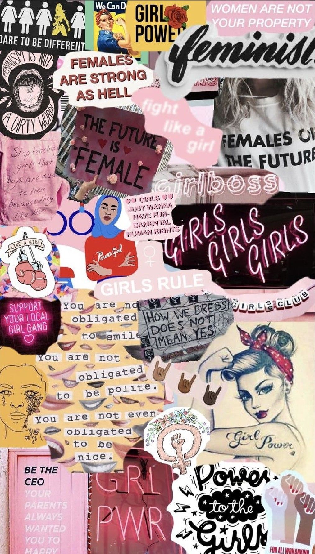 Feminist Collage Tumblr Sticker Feminist Feminizm Laptop Üstü