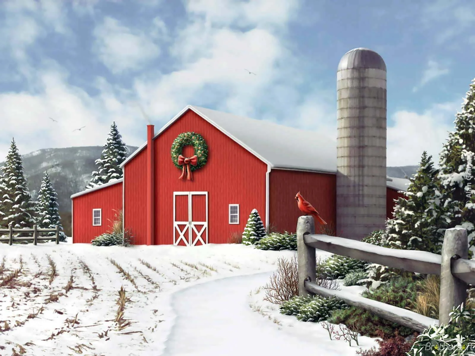 Barn Snow Christmas Wallpaper For Desktop