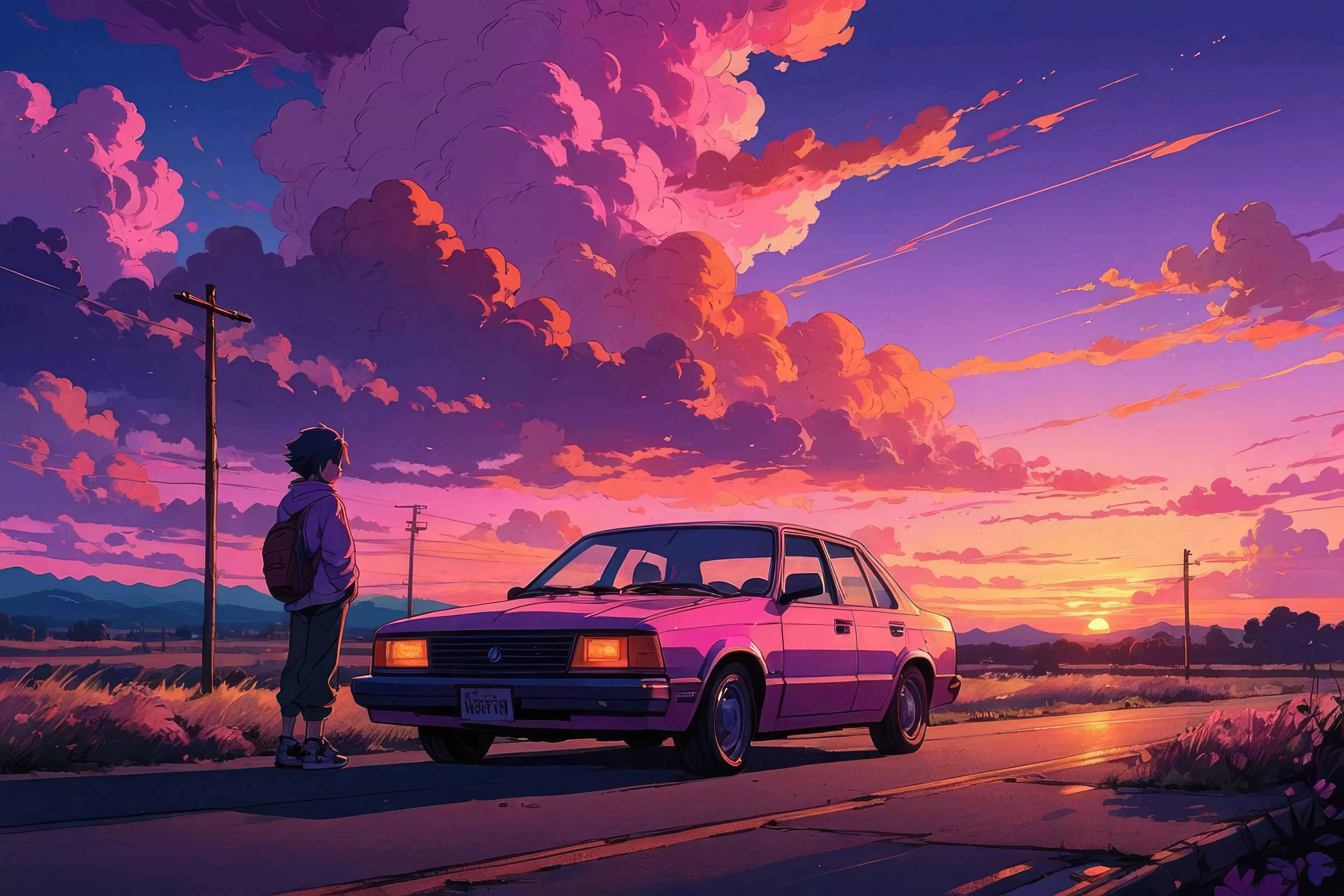 Anime Boy With Car Wallpapers - Wallpaper Cave