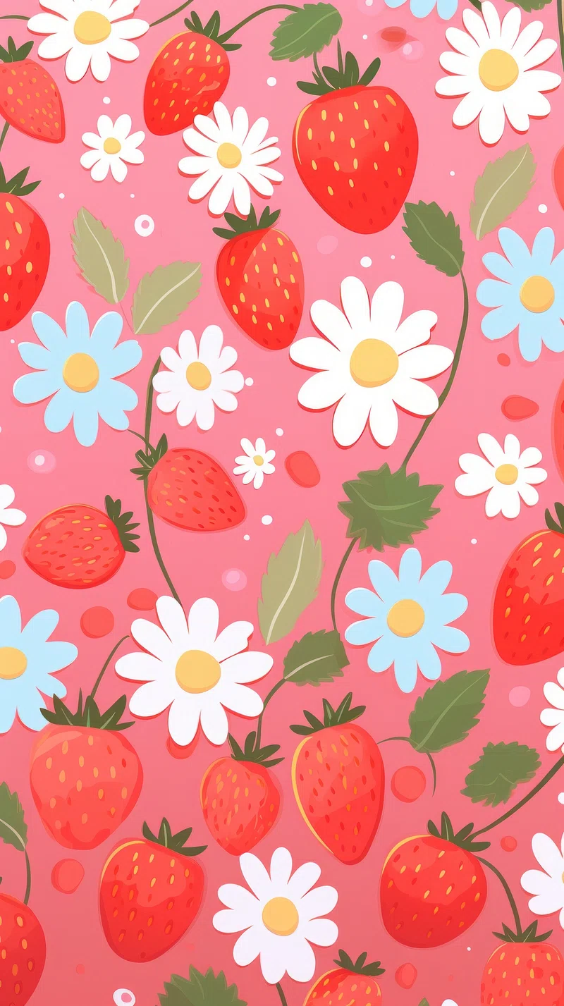 Cute Pink Strawberry Kawaii Wallpapers - Wallpaper Cave