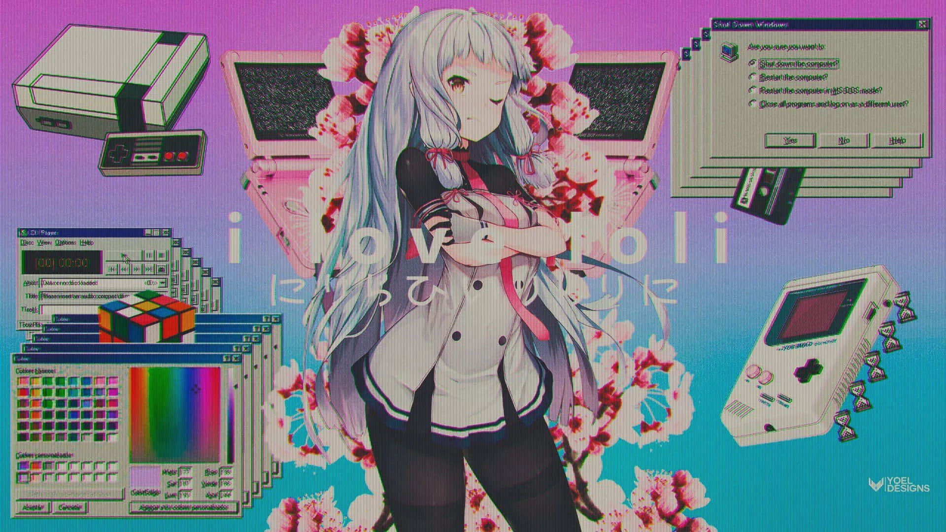 Vaporwave Anime Girl PC Wallpapers - Wallpaper Cave