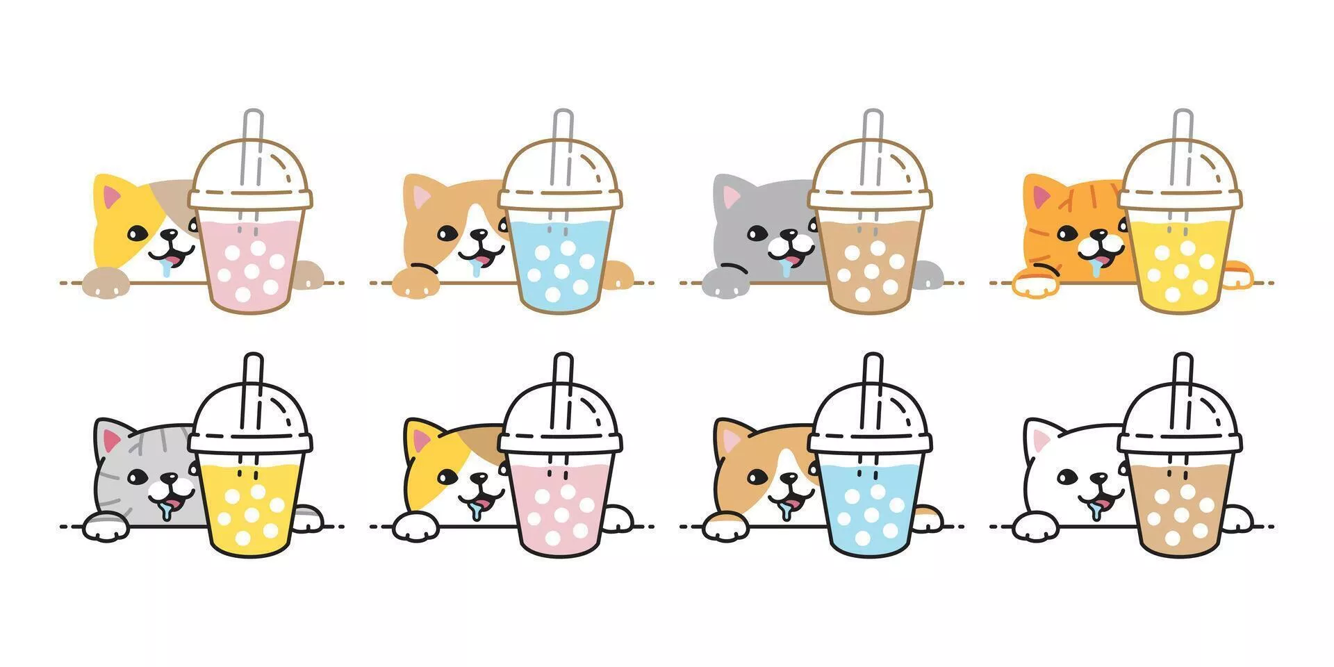 Cute Cat Drinking Boba Tea Wallpapers - Wallpaper Cave