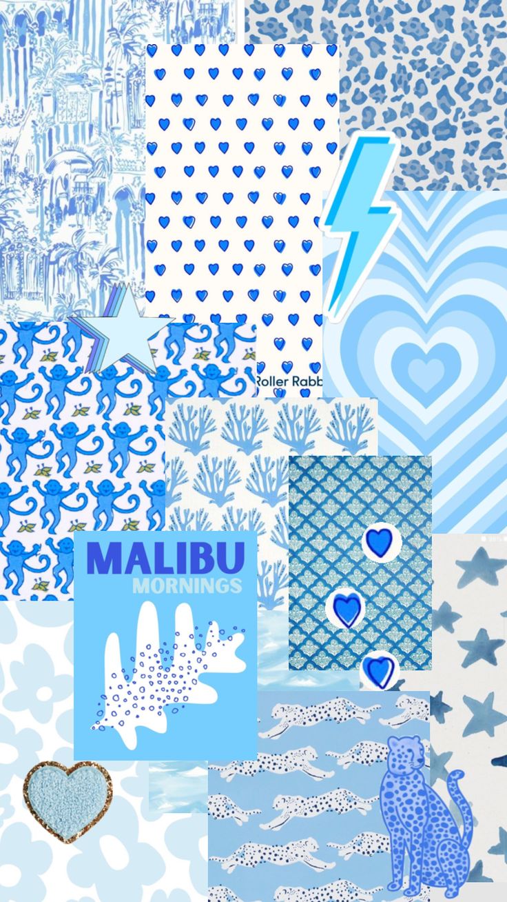 Preppy Blue Summer Collage Wallpapers - Wallpaper Cave