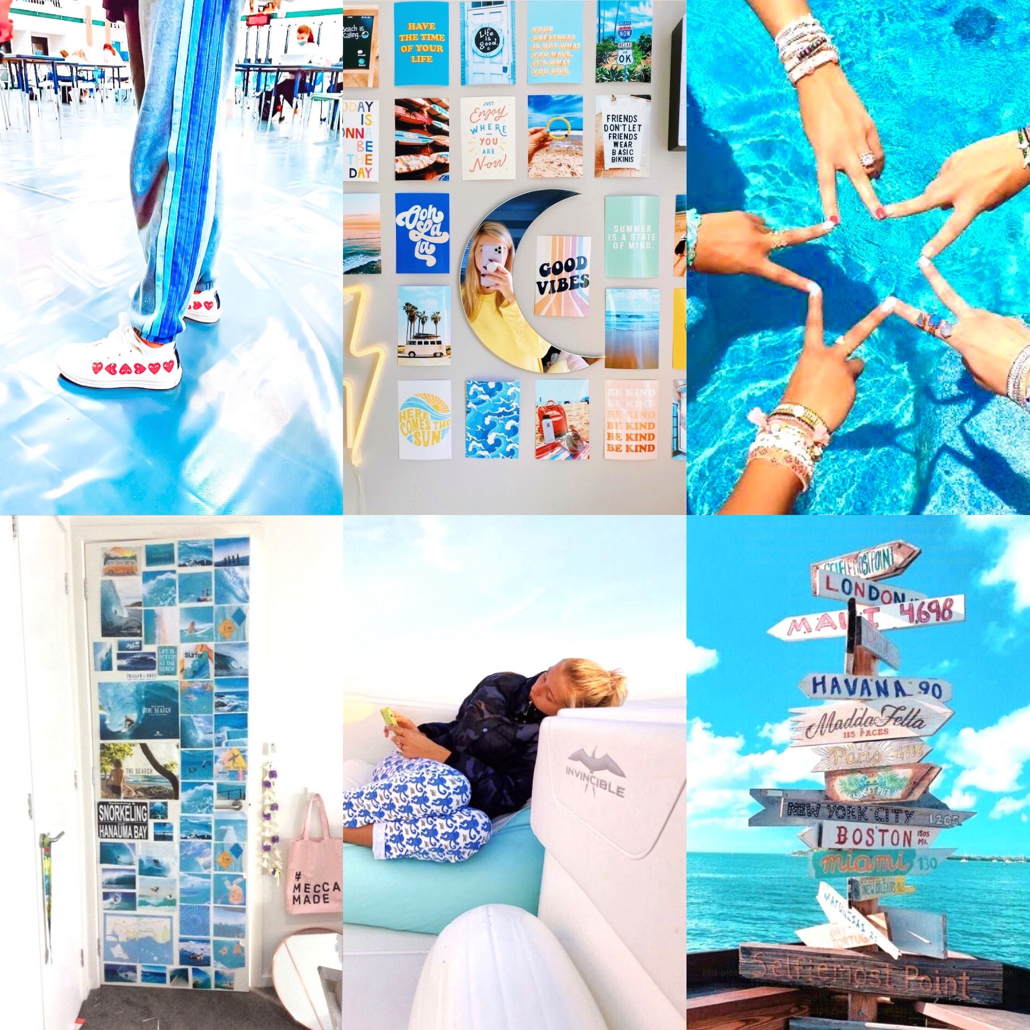 Preppy Blue Collage Wallpapers - Wallpaper Cave