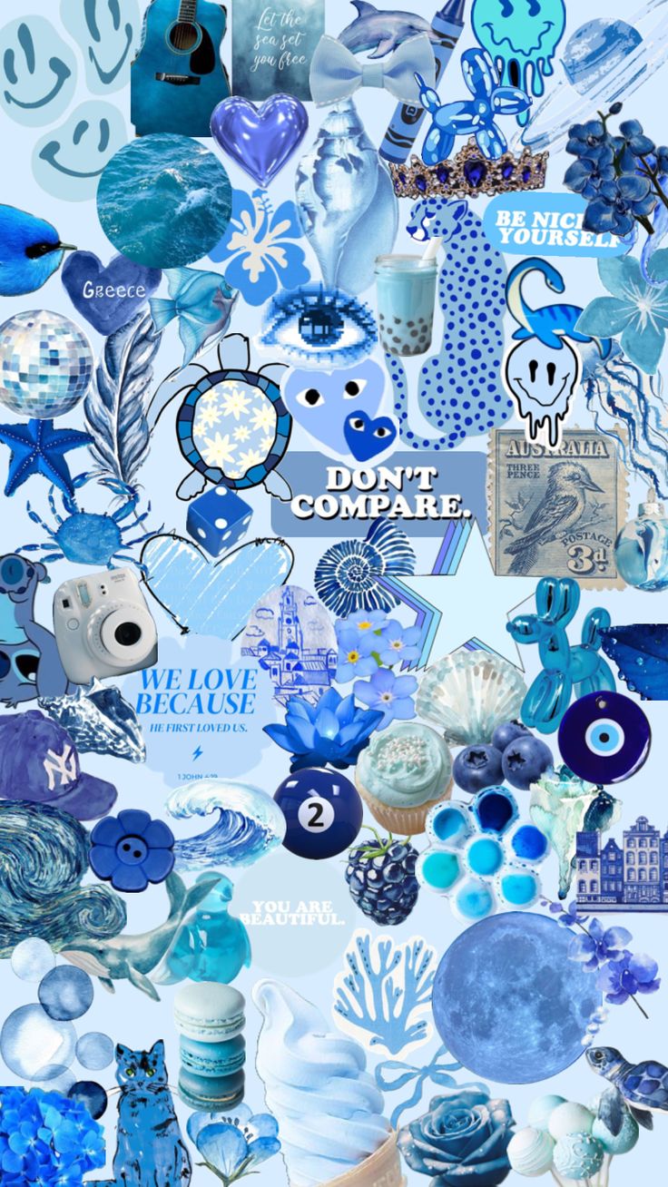 Preppy Blue Collage Wallpapers - Wallpaper Cave