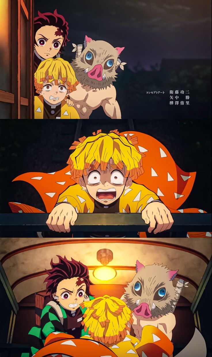 Zenitsu Inosuke And Tanjiro Collage Wallpapers - Wallpaper Cave