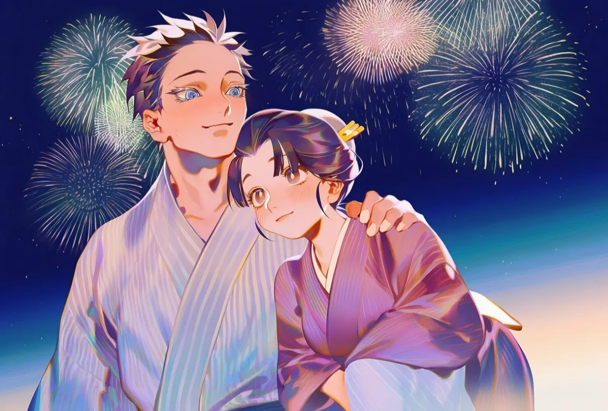 Akaza And Koyuki Fireworks Scene Wallpapers - Wallpaper Cave