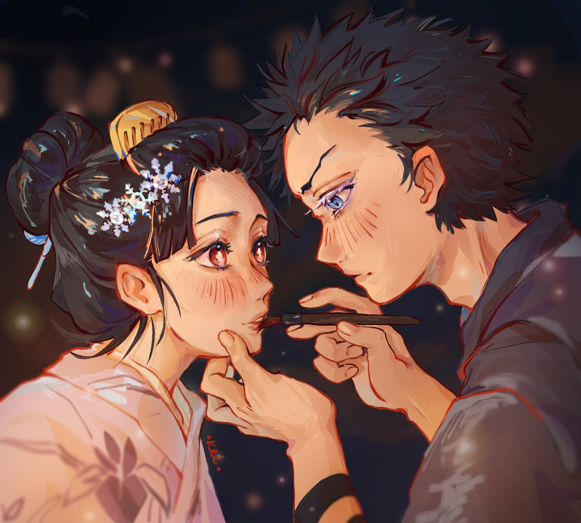 Akaza And Koyuki Fireworks Scene Wallpapers - Wallpaper Cave