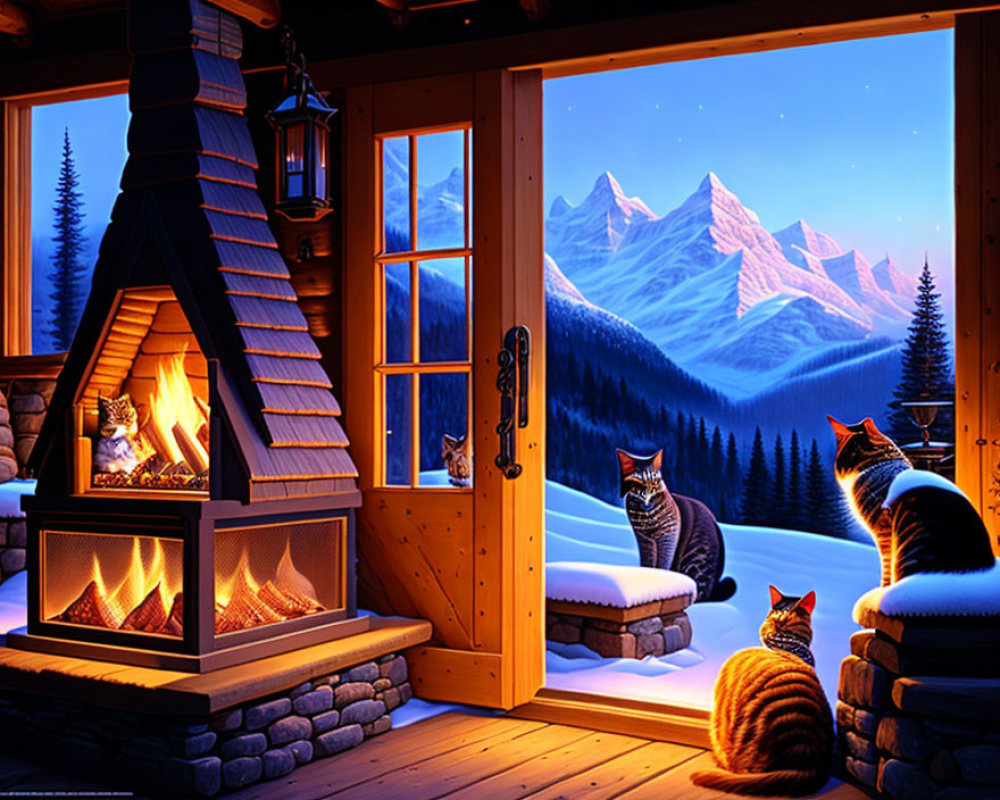 Winter Cat Fireplace Wallpapers - Wallpaper Cave