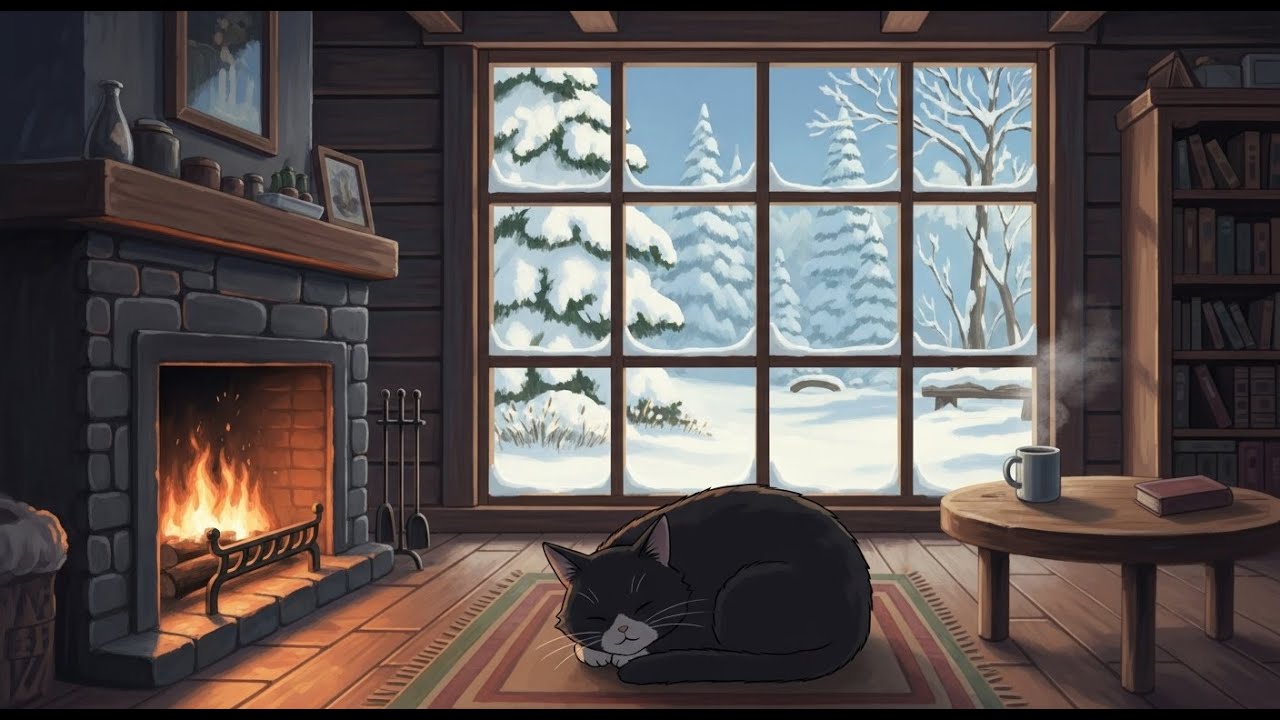 Winter Cat Fireplace Wallpapers - Wallpaper Cave