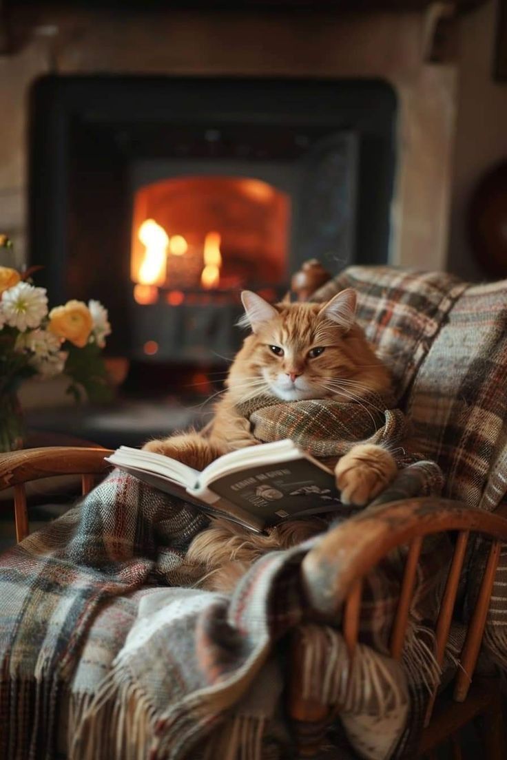 Winter Cat Fireplace Wallpapers - Wallpaper Cave