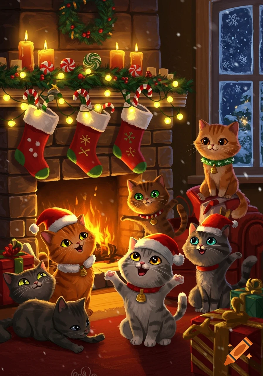 Winter Cat Fireplace Wallpapers - Wallpaper Cave