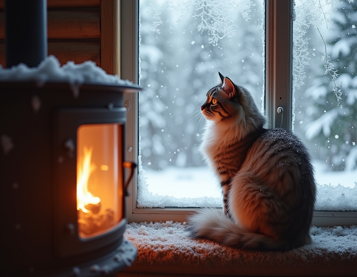 Winter Cat Fireplace Wallpapers - Wallpaper Cave
