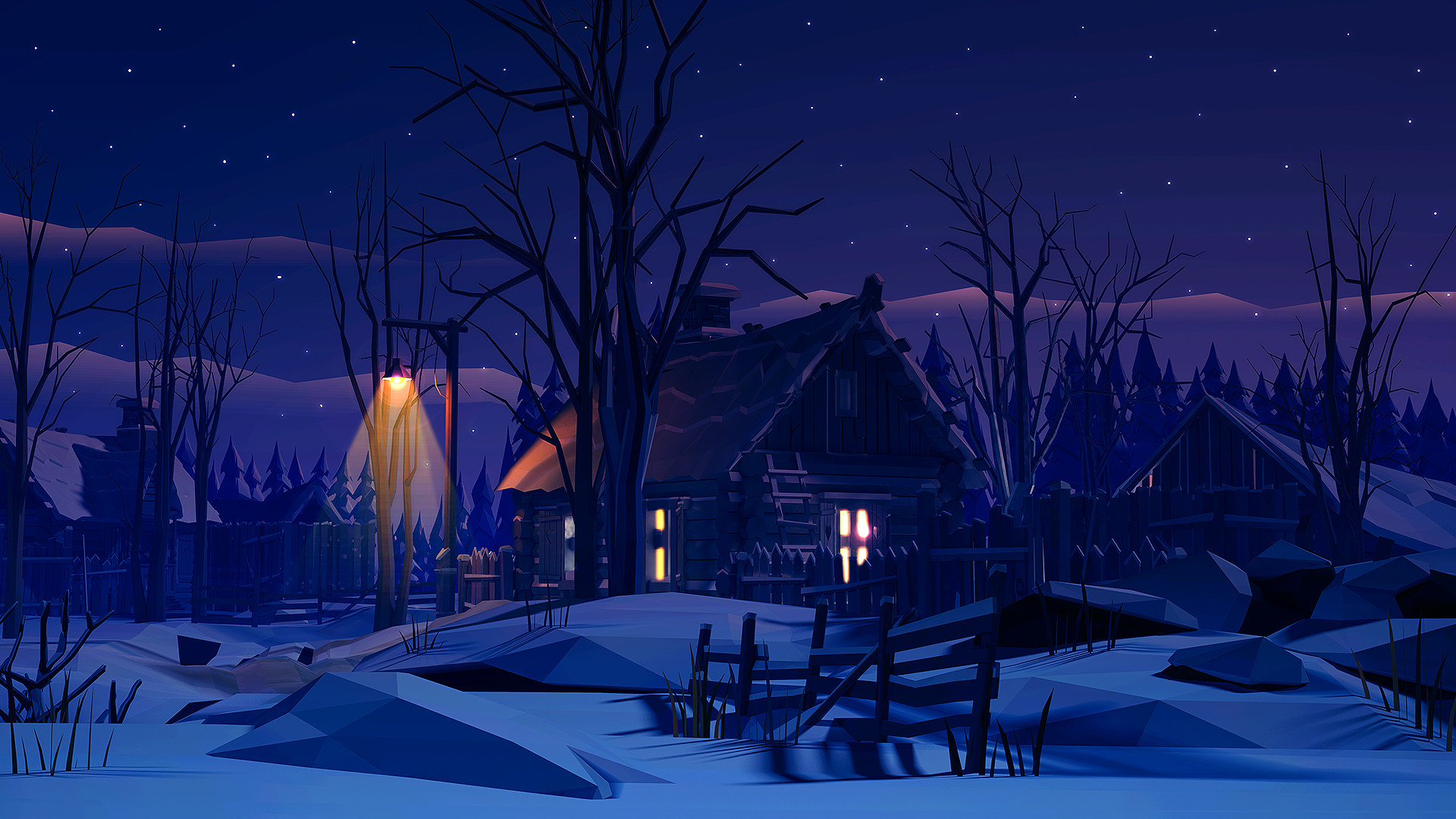 Winter Night Art Wallpapers - Wallpaper Cave